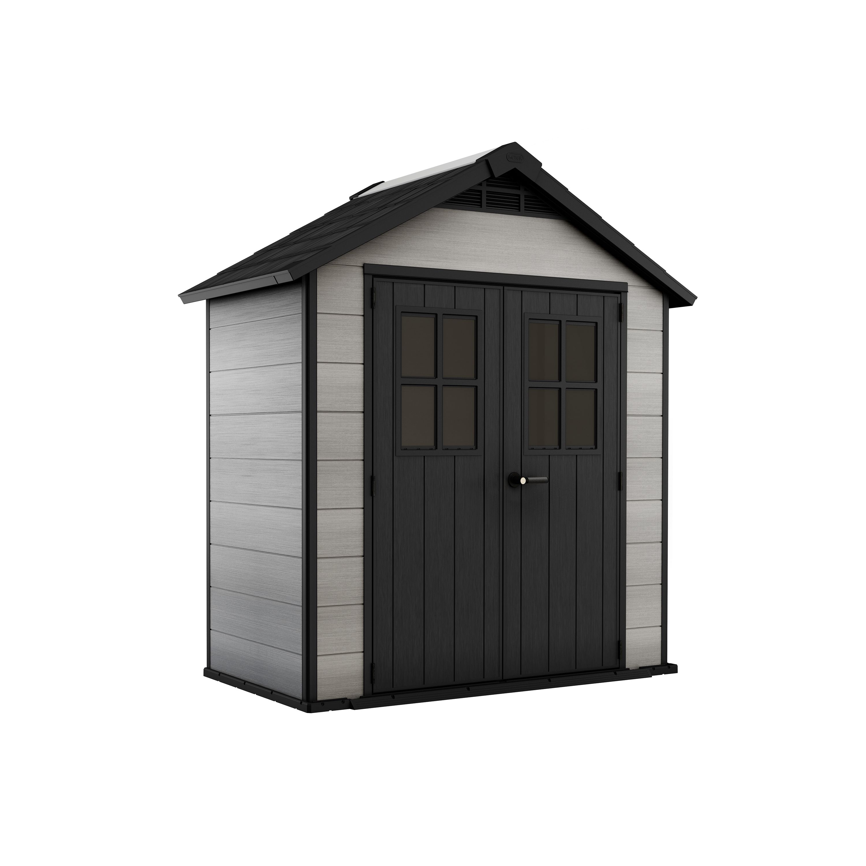 Keter Oakland Grey Plastic 2 door Shed with floor & 2 windows (Base ...