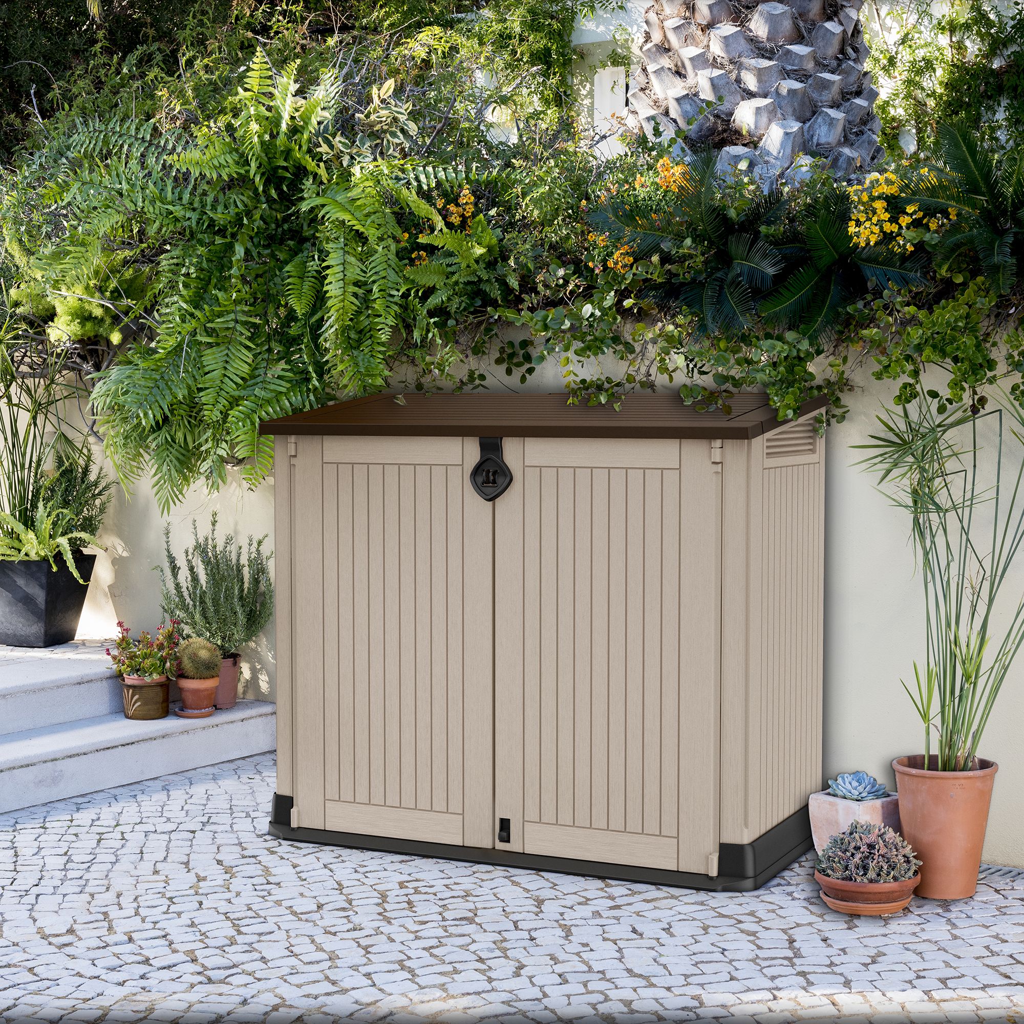 Keter Store It Out Midi Beige brown 880L Garden storage box 1135mm 1320mm