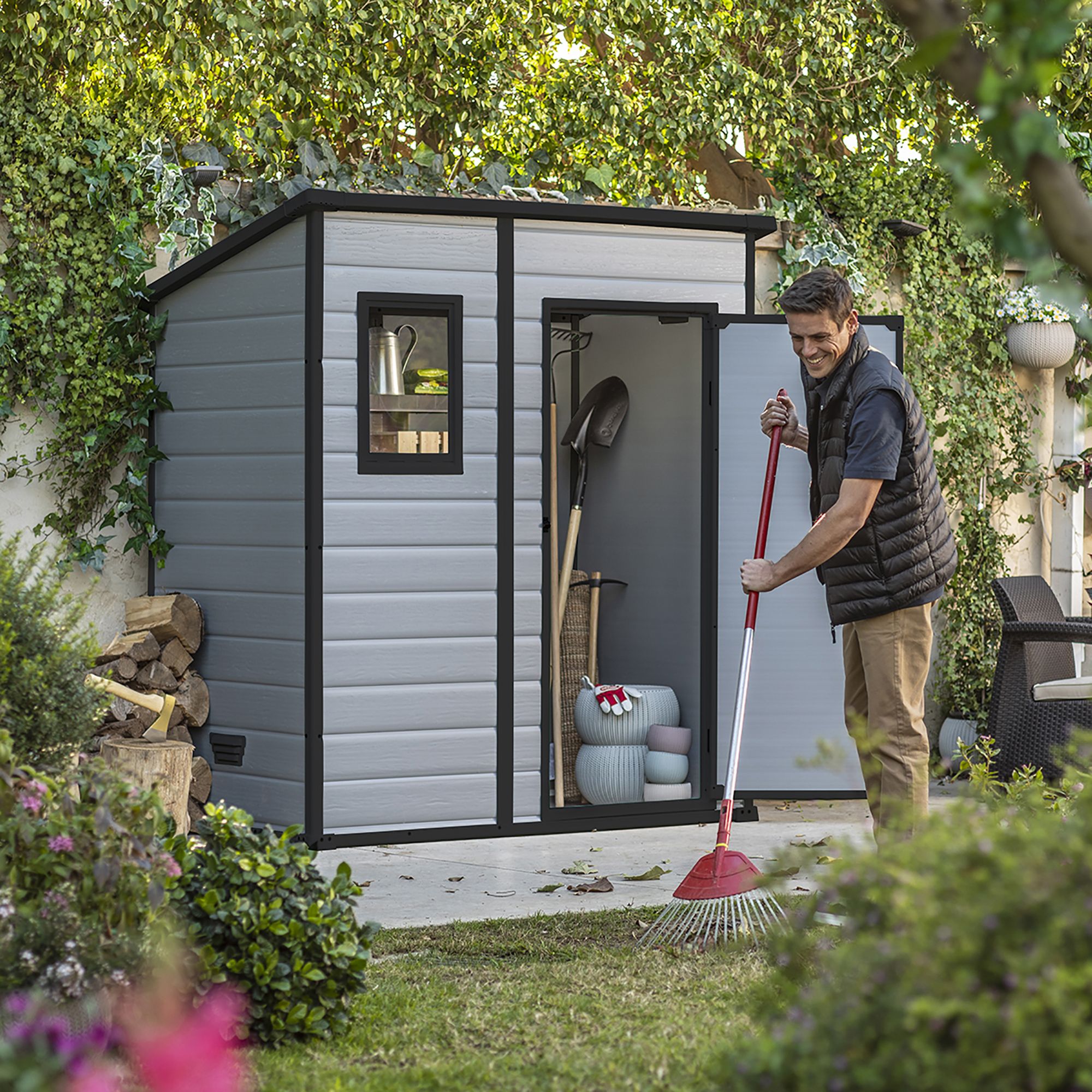 Klikstrom Senner 6x4 ft Pent Grey Shed with floor & 1 window | Tradepoint