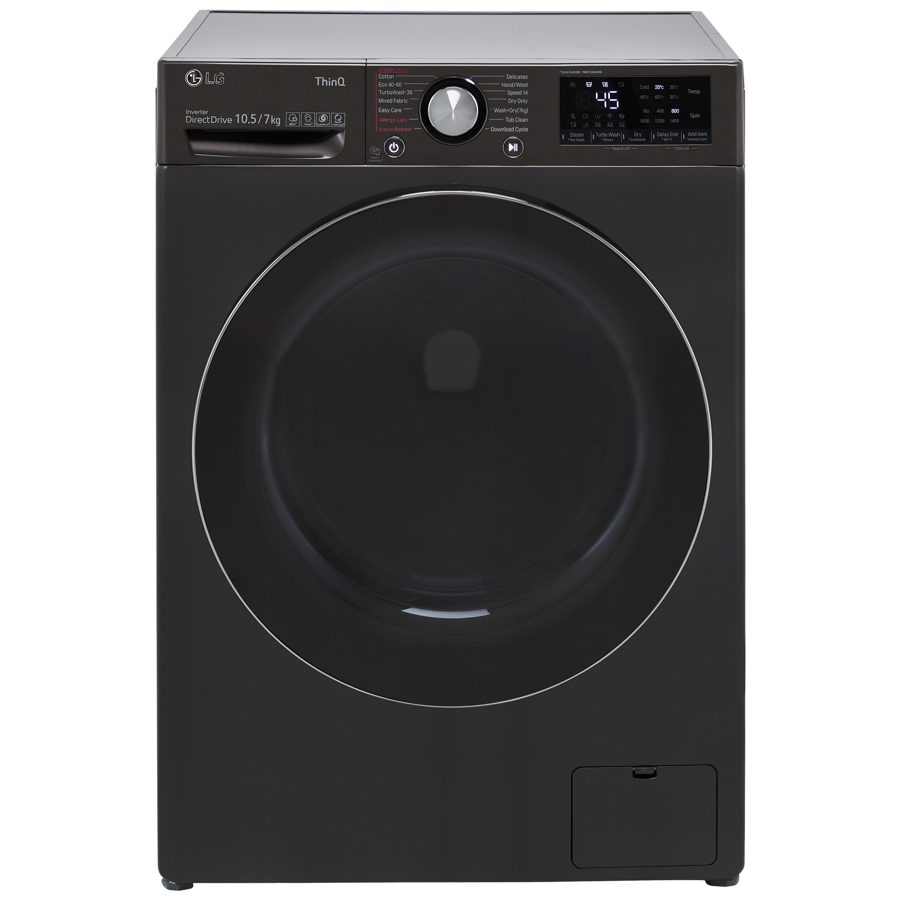 LG FWV917BTSE 10kg 7kg Freestanding Condenser Washer dryer Black Tradepoint