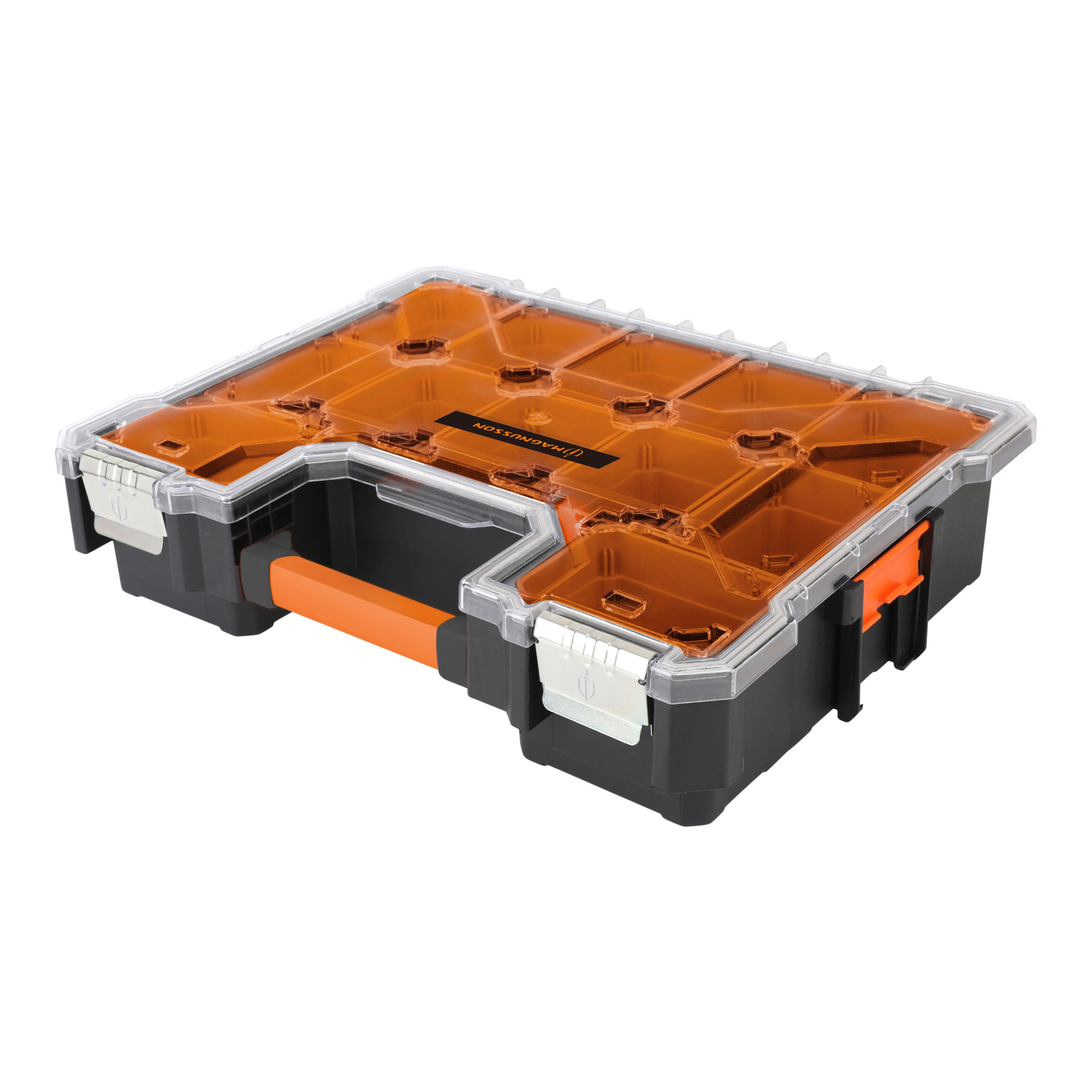 Magnusson Orange & transparent Heavy duty organiser case with 12 ...
