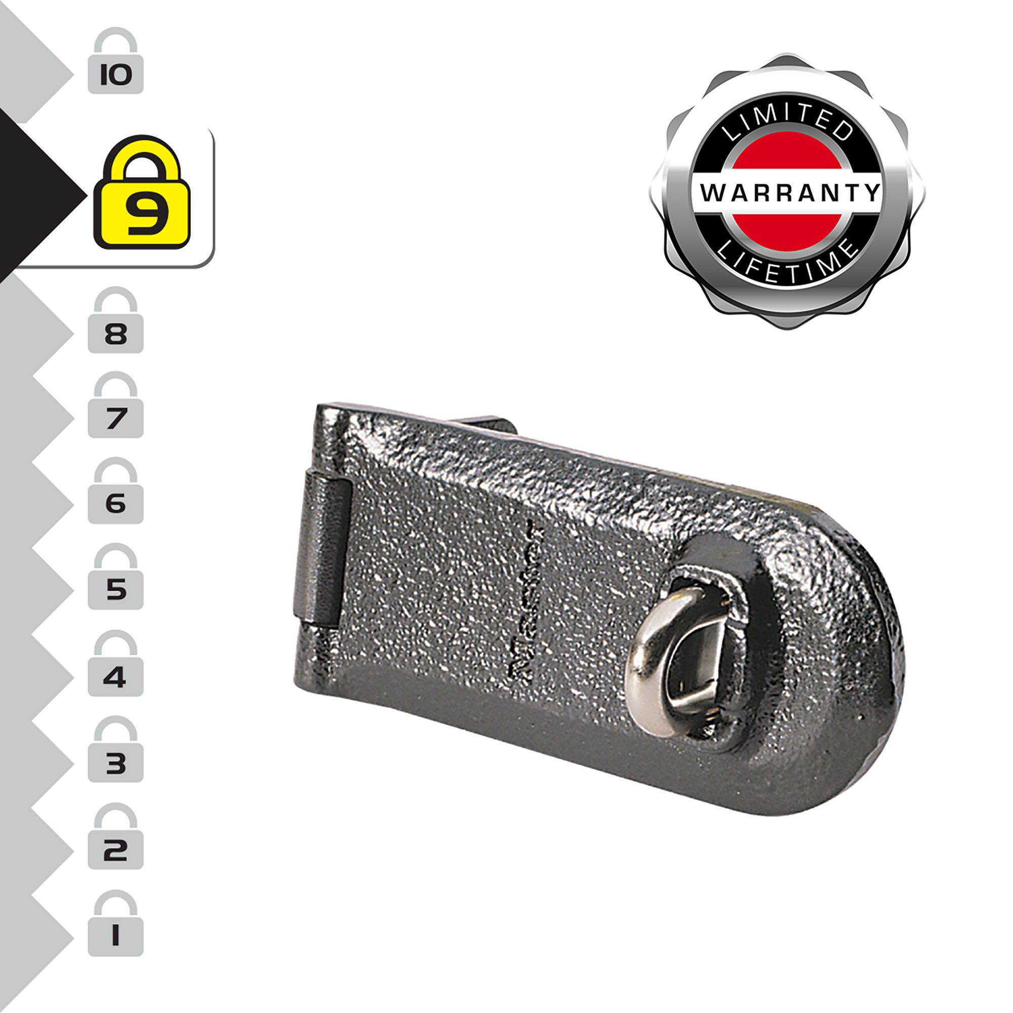 Master Lock Black Iron Hasp & staple, (L)140mm (W)60mm