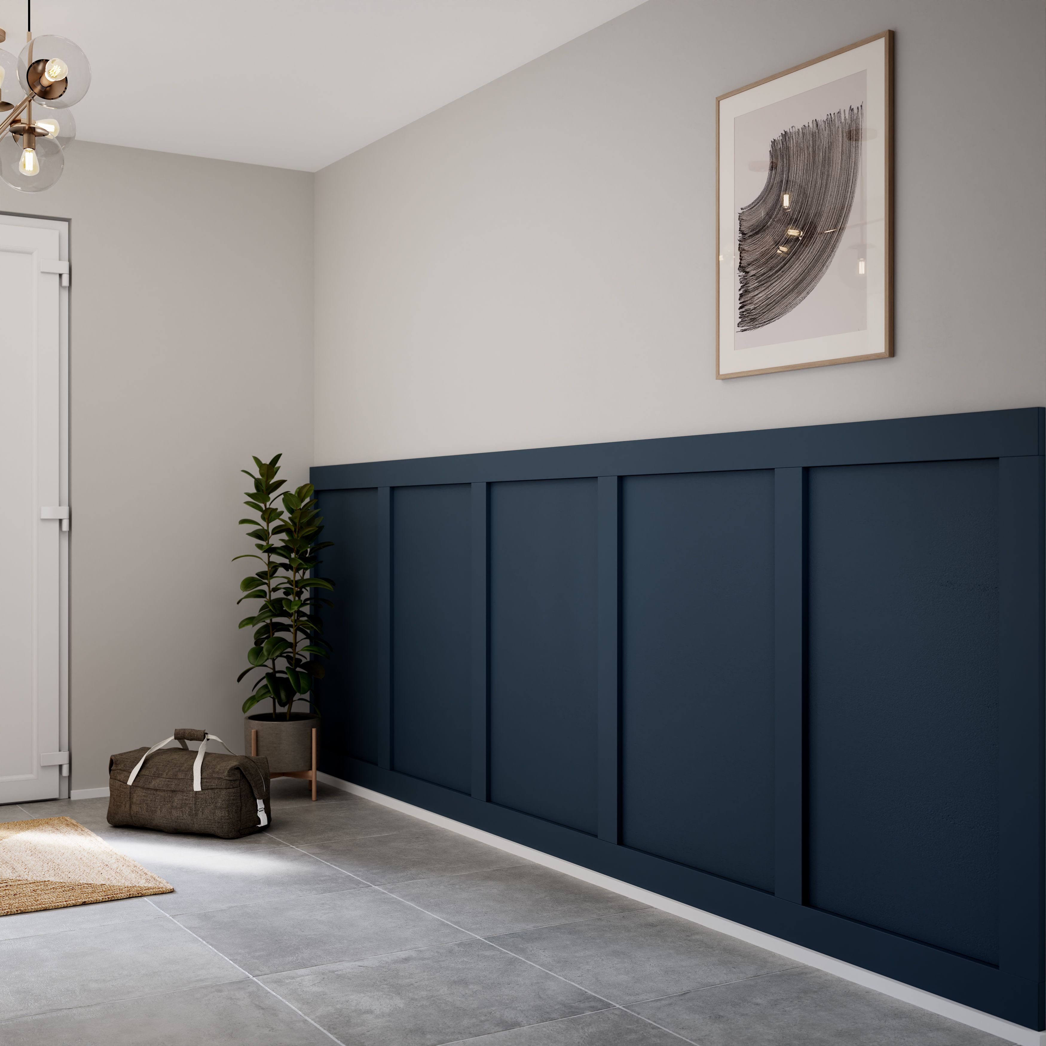 MDF Primed Contemporary Wall panelling kit (H)1200mm (W)97mm (T)9mm