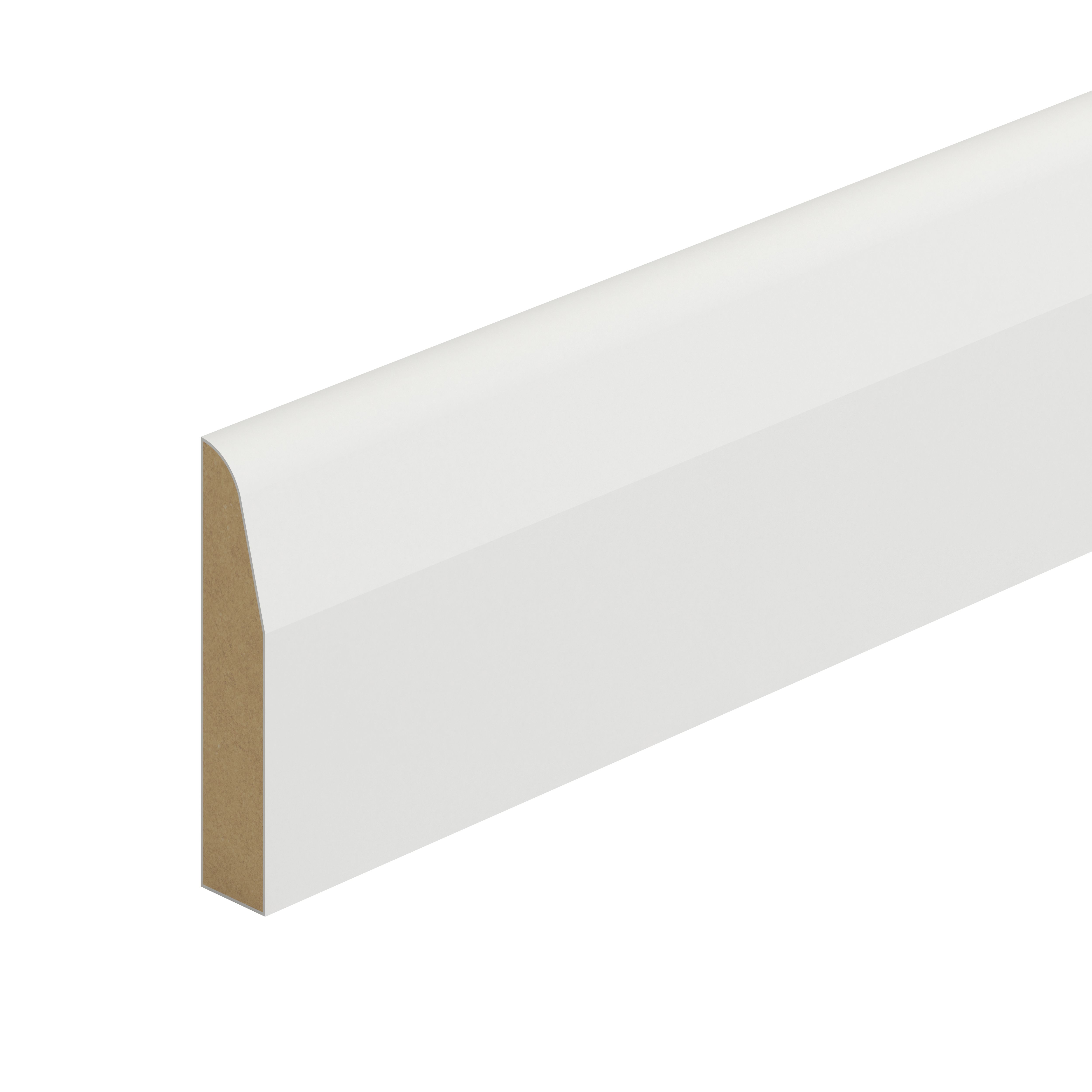 Metsä Wood Primed White MDF Chamfered Skirting board (L)2.4m (W)69mm (T ...