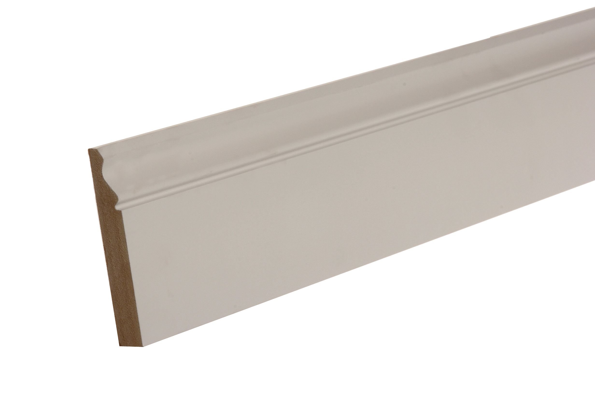 Metsä Wood White MDF Ogee Skirting board (L)2.4m (W)119mm (T)18mm, Pack ...