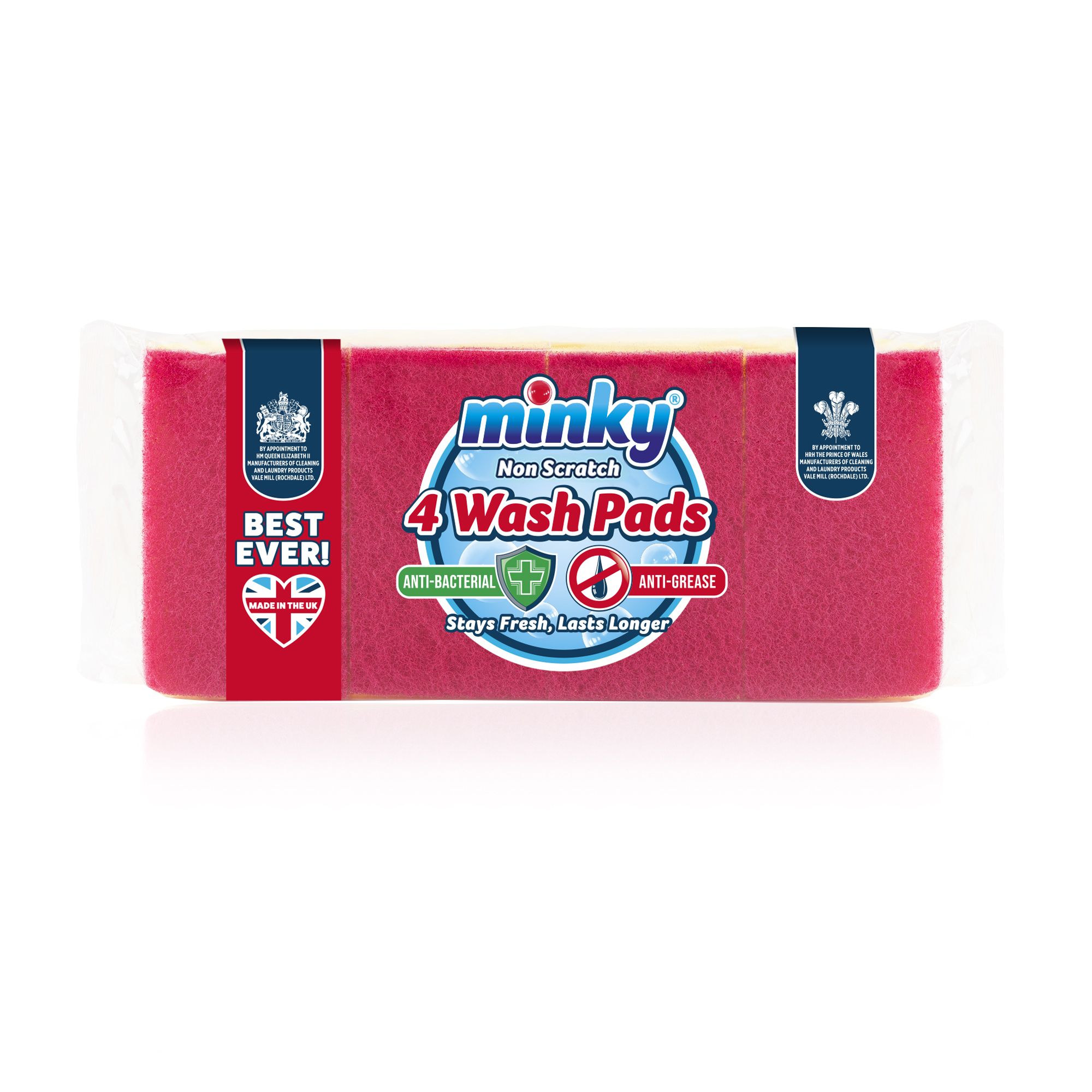 Minky Pink Synthetic sponge scourer, Pack of 4 | Tradepoint