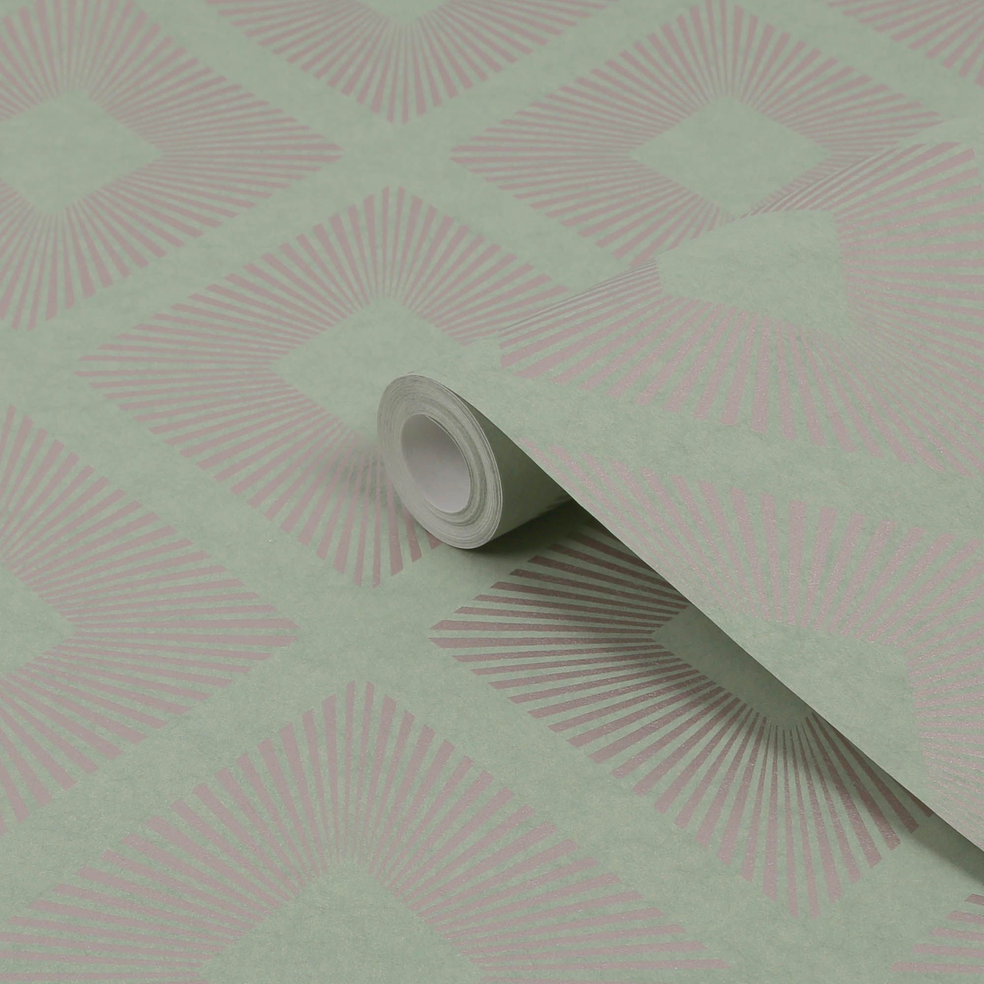 Next Deco Triangle Sage Smooth Wallpaper | Tradepoint