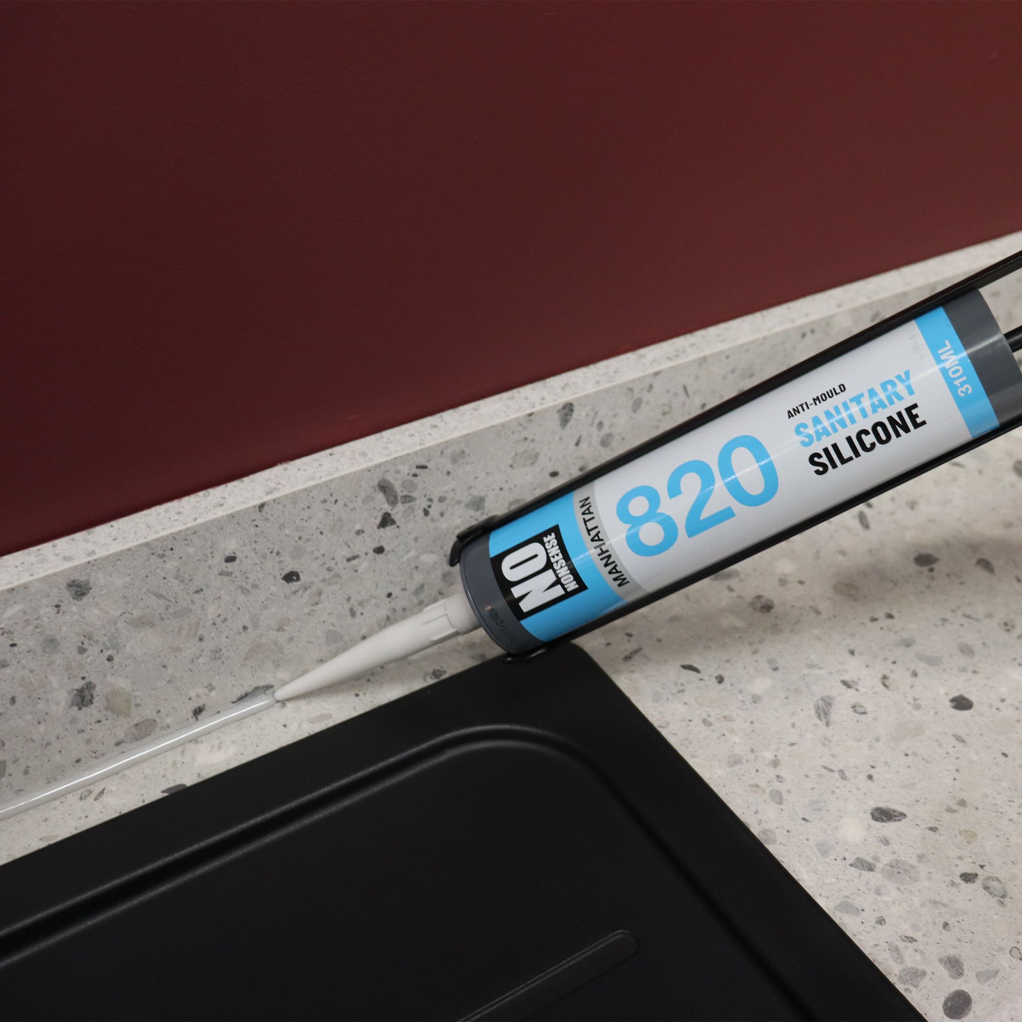 No Nonsense Silicone Manhattan Silicone-based Bathroom & kitchen Cartridge Sanitary sealant, 310ml