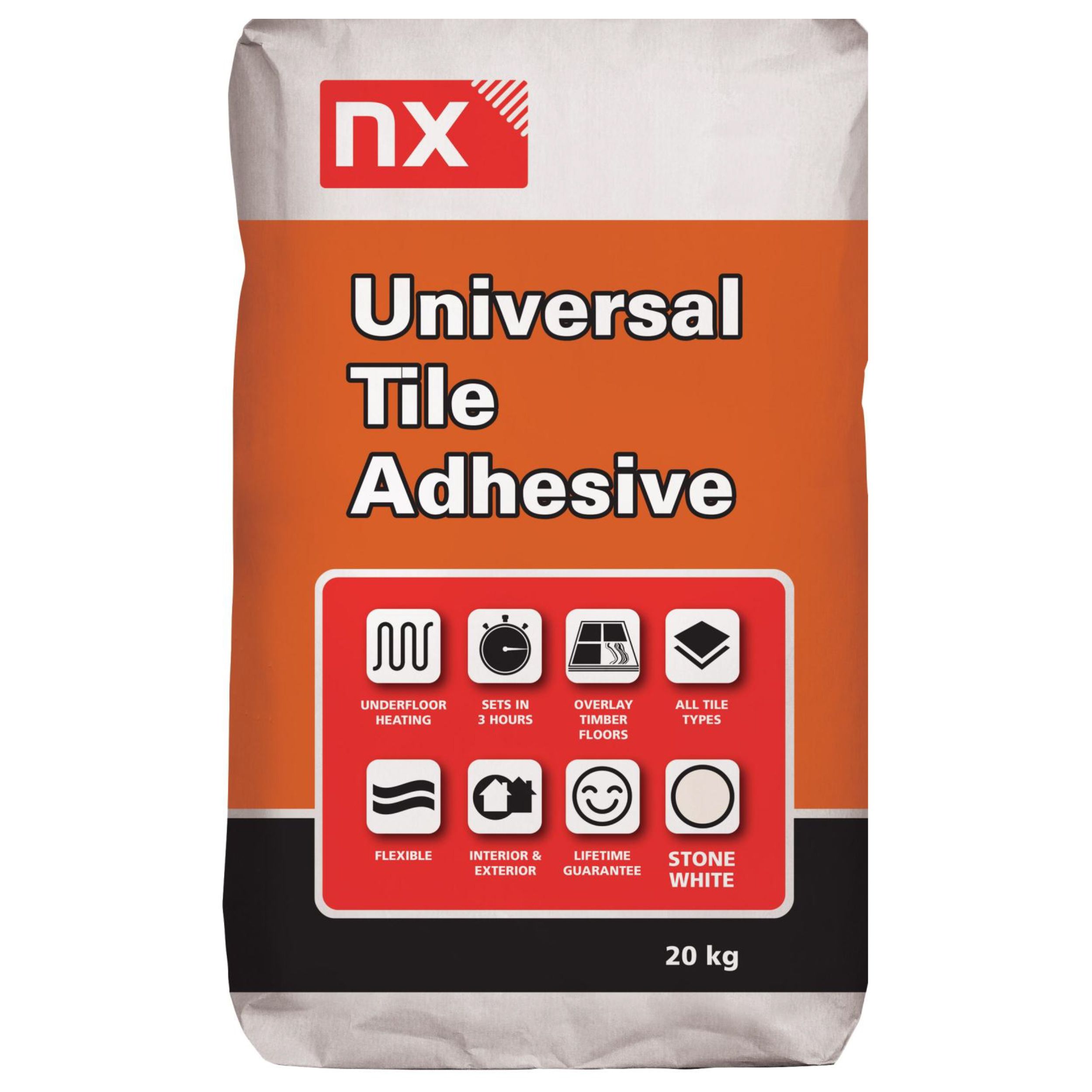 NX Flexible Universal Ready mixed Stone white Tile Adhesive, 20kg ...