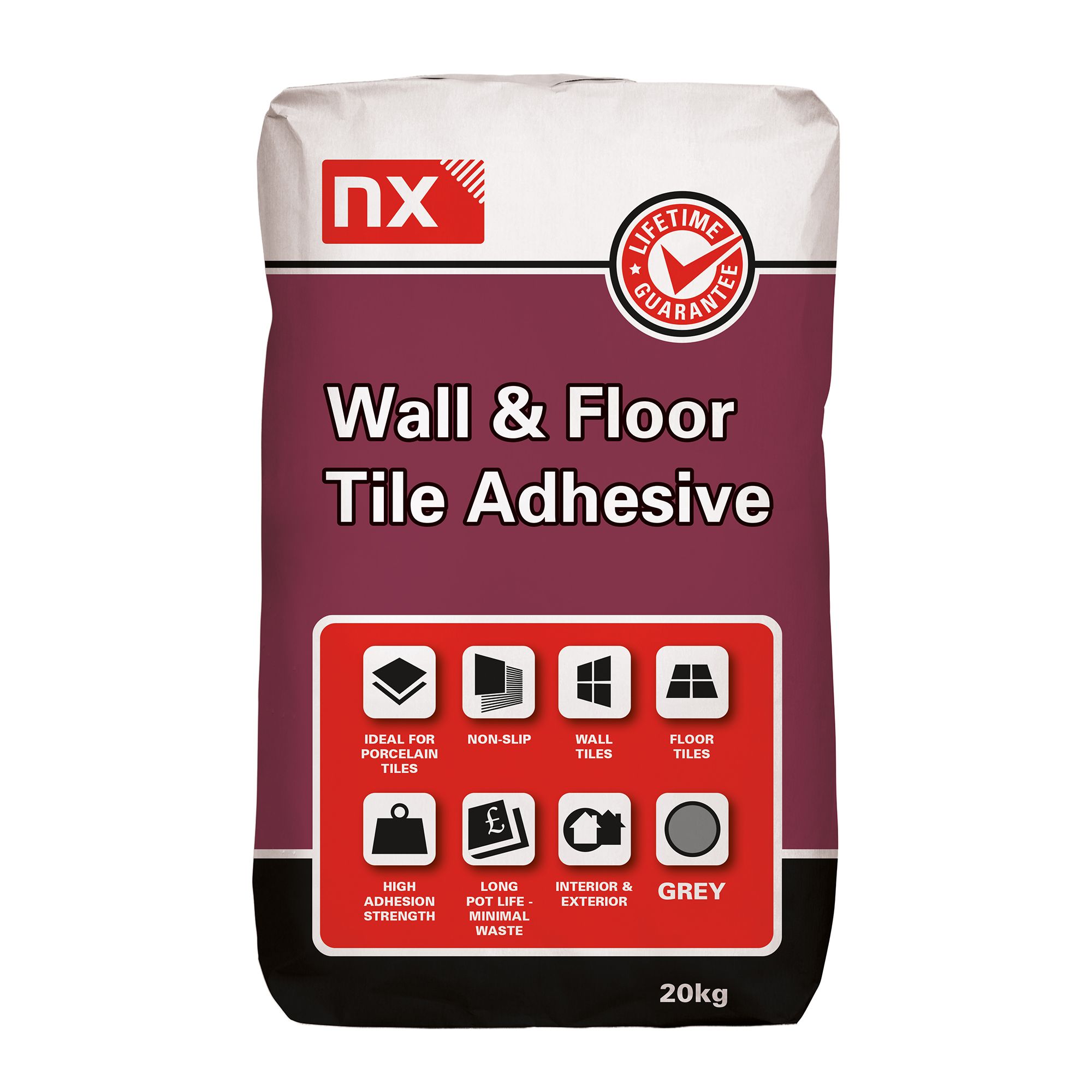 NX Standard set Grey Tile Adhesive, 20kg | Tradepoint