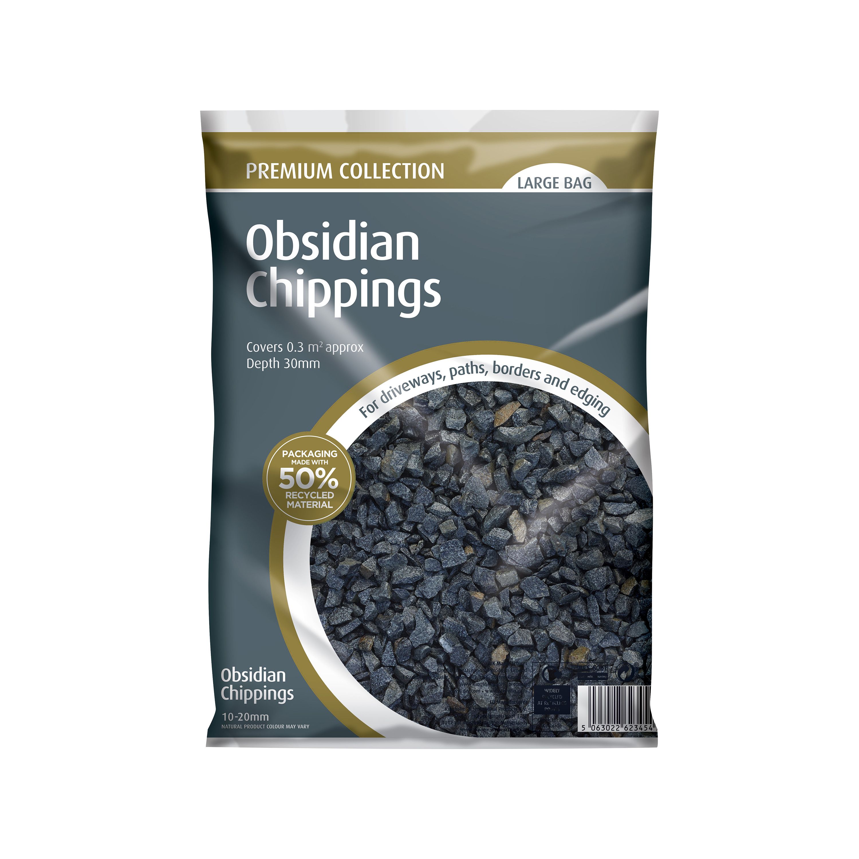 Obsidian 10-30mm Stone Decorative chippings, Large Bag, 0.4m²