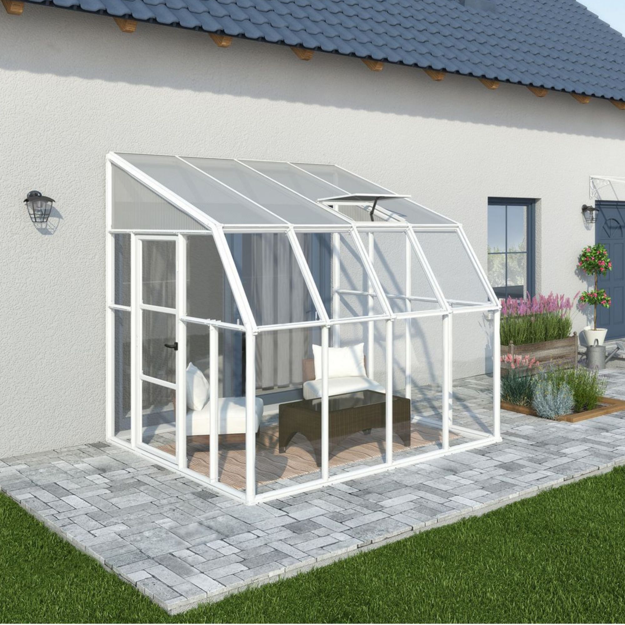 Palram - Canopia Rion 8x8 ft with Single door Pent Plastic Sun room (H ...