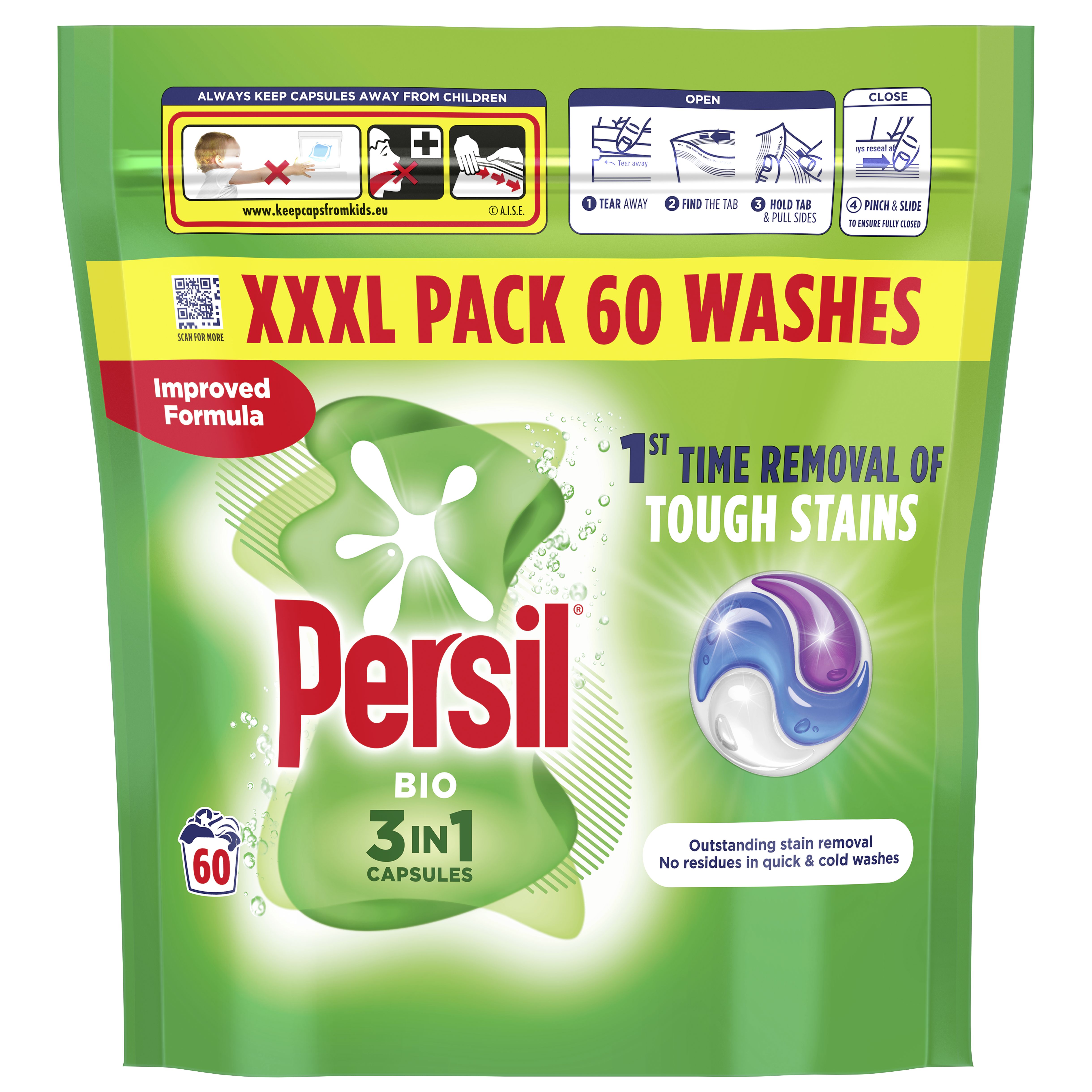 Persil Bio 3-in-1 Fresh Washing capsules, 1.9kg, Pack of 60