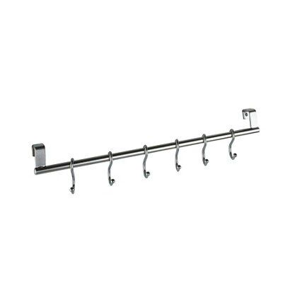 Premium Kitchens Nickel effect 6 Hook rail, (L)25mm (H)40mm