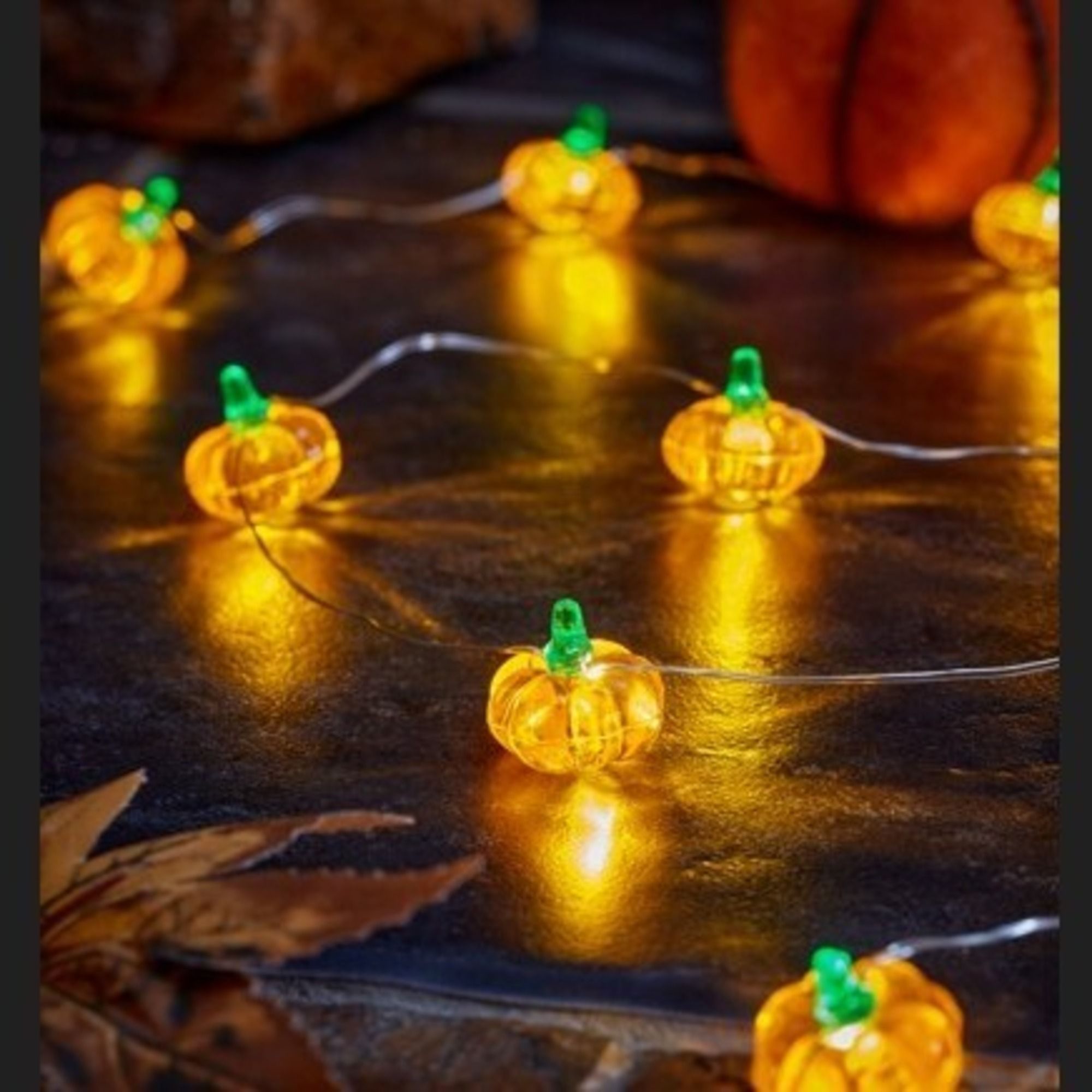Pumpkin Battery-powered White 10 LED Indoor Orange String lights
