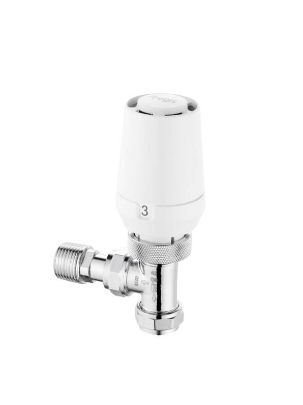 Regis 655009 White Chrome-plated Angled Thermostatic Radiator valve ...