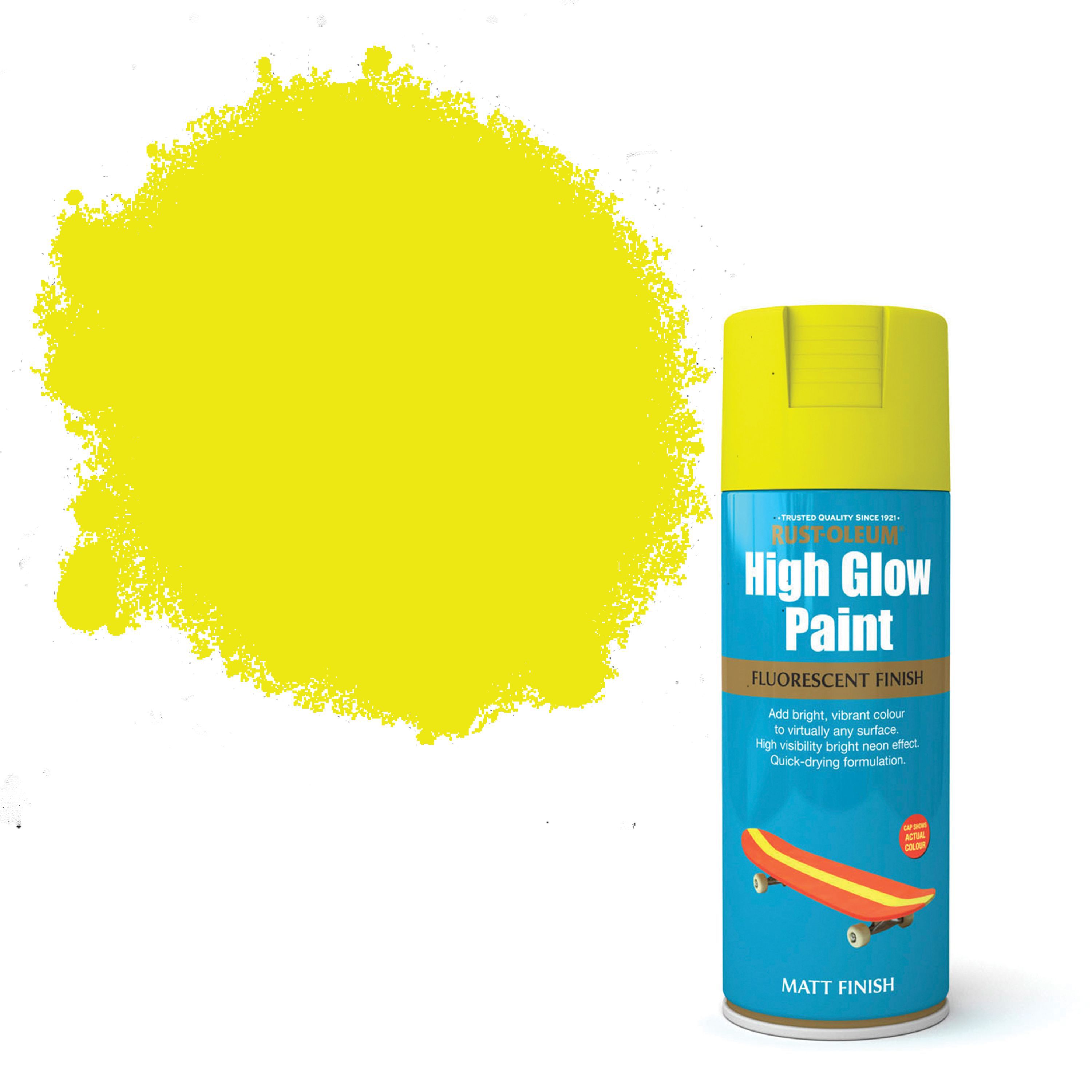 Rust-Oleum High glow Yellow Matt Fluorescent effect Multi-surface Spray ...