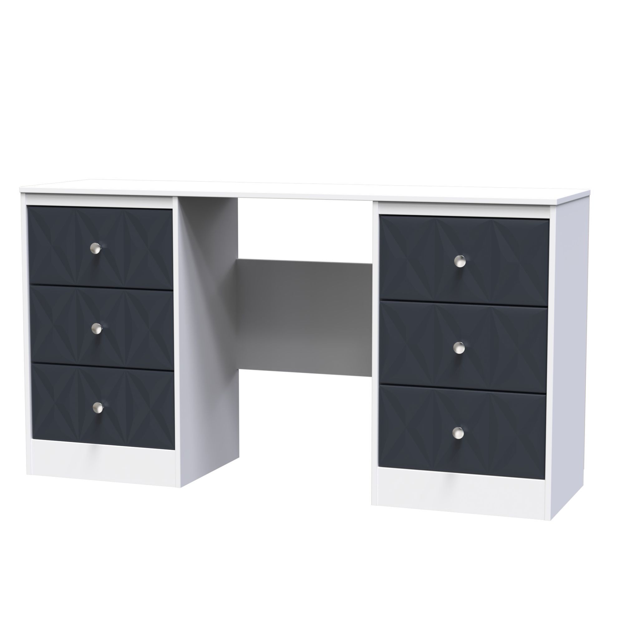 San Jose Ready assembled Indigo blue & white 6 Drawer Dressing table (H ...