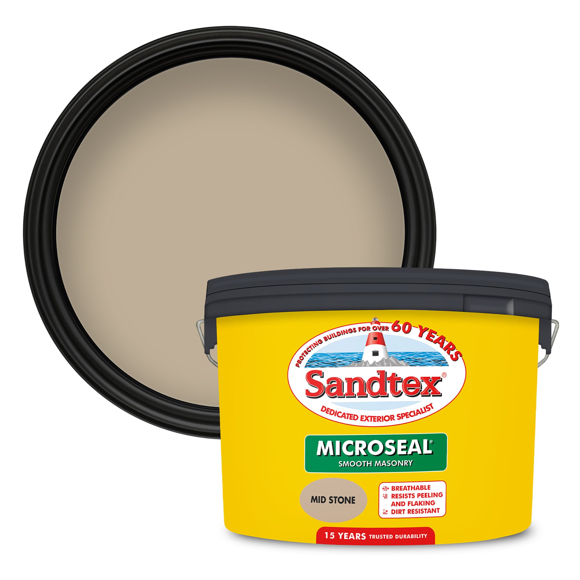 Sandtex Ultra smooth Mid stone Masonry paint, 10L | Tradepoint