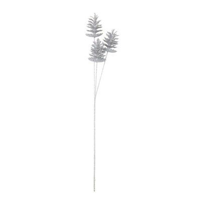 Scandi Silver Glitter effect Pine cone Stem