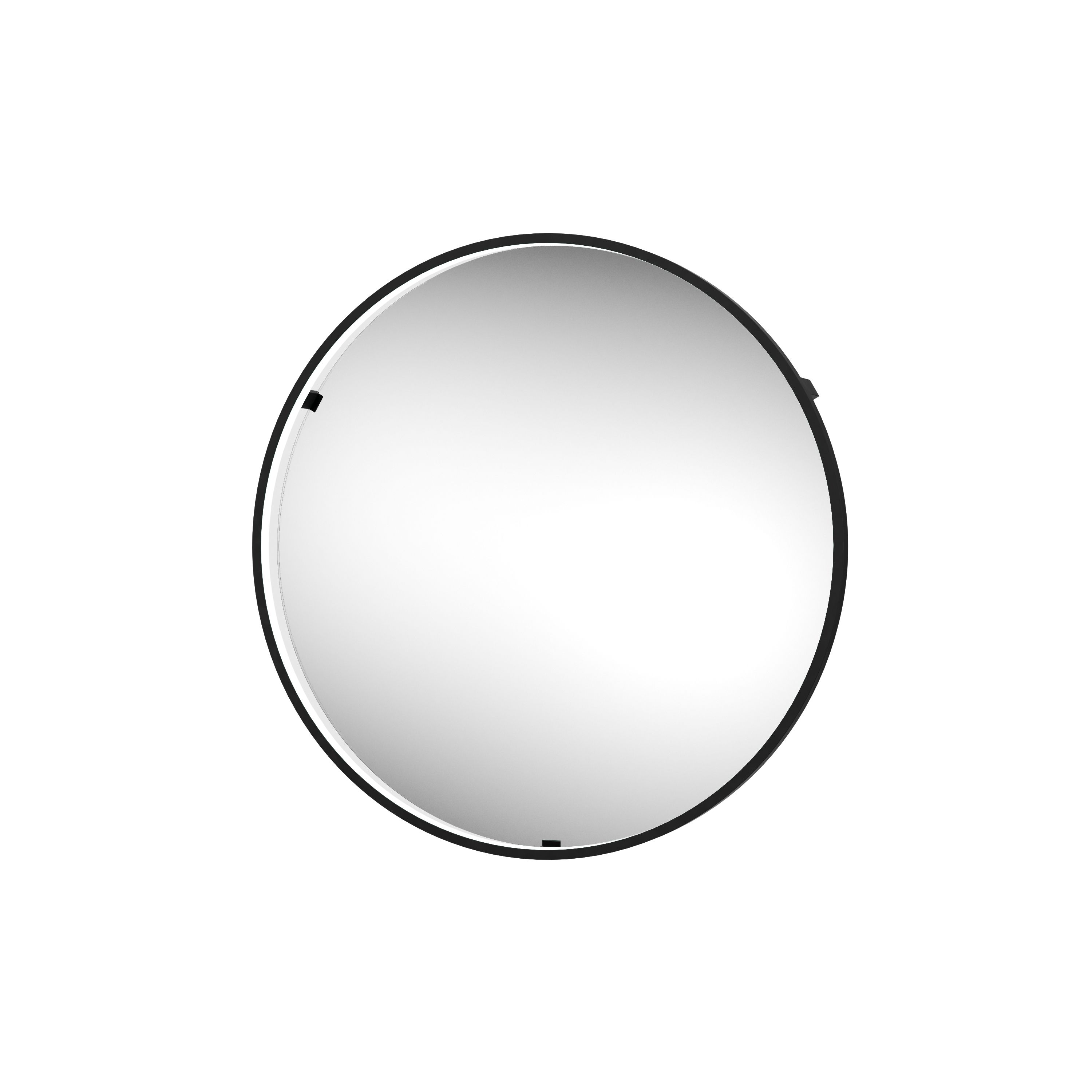 Sensio Aspect Matt Black Round Wall mounted Bathroom WC Illuminated mirror H 60cm W 60cm Tradepoint