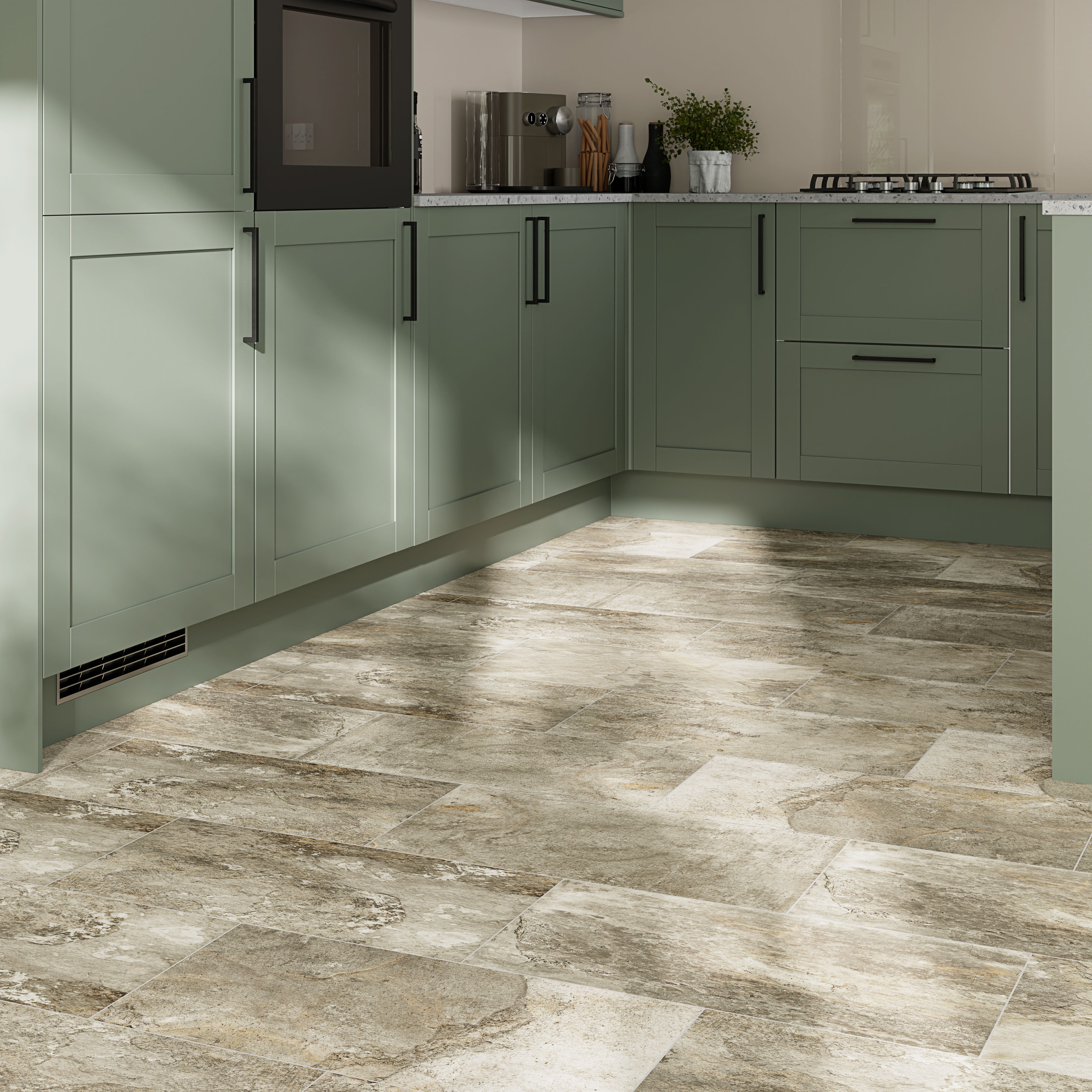 Shaded slate Beige Matt Porcelain Indoor Wall & floor Tile, Pack of 6 ...