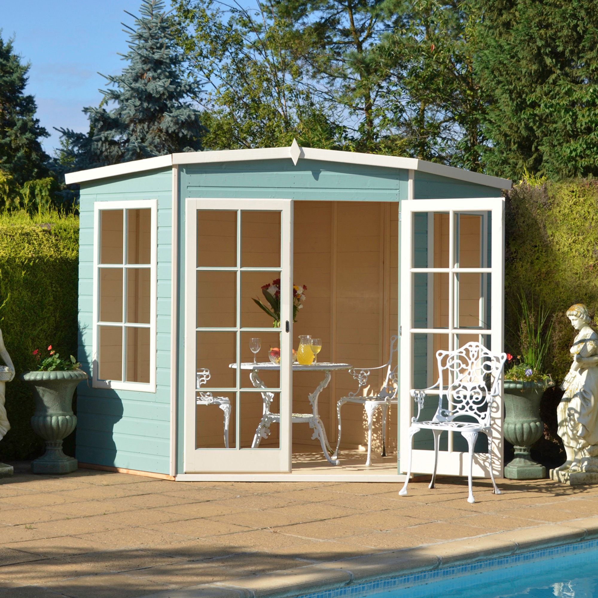 Shire Hampton 10x10 ft Toughened glass & 2 windows Pent Wooden Summer ...
