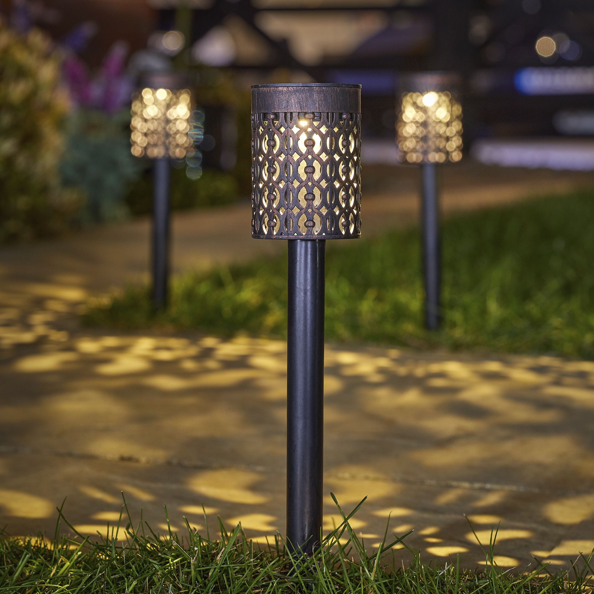 Smart Solar Biba Brushed bronze effect Solar-powered LED Outdoor Stake ...
