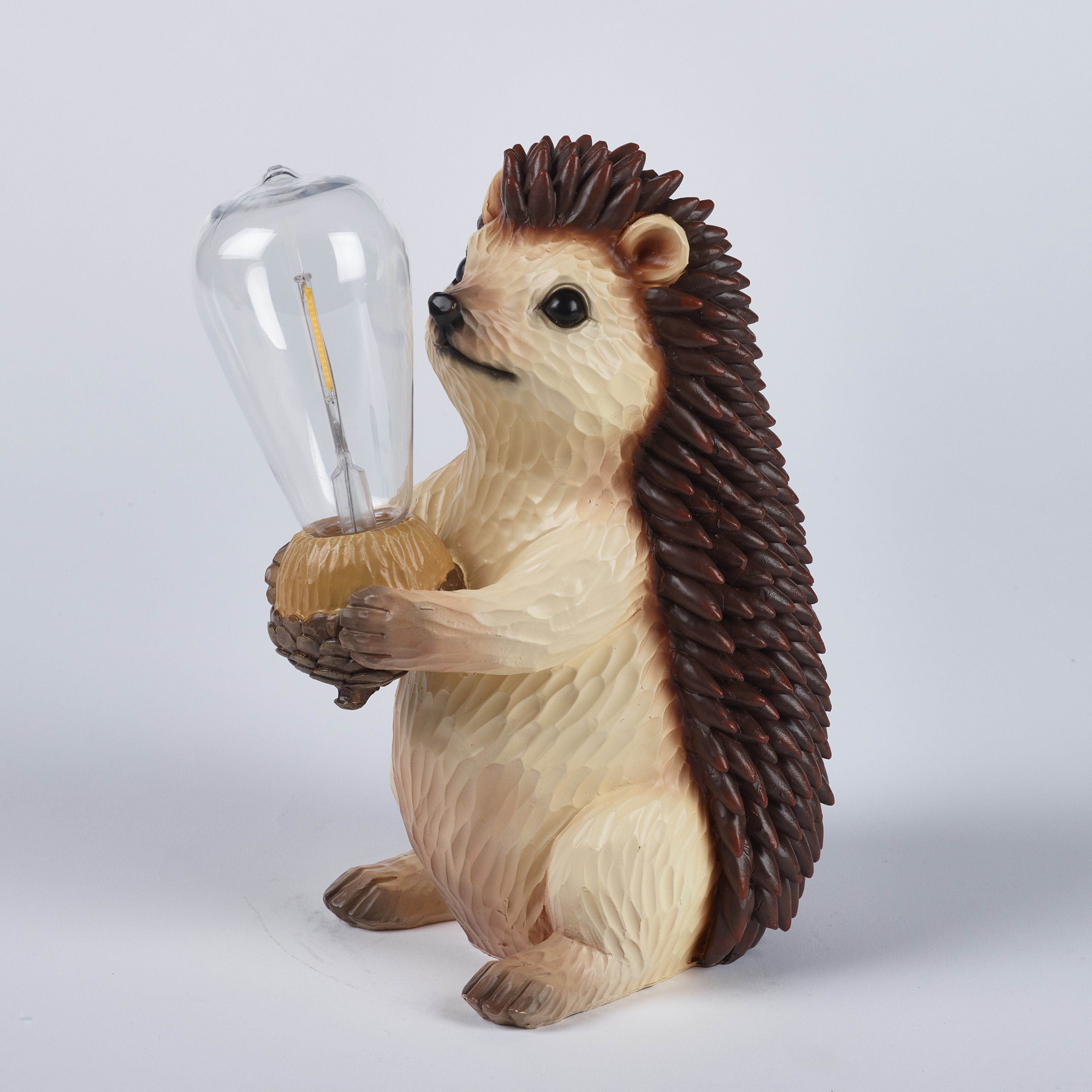 Smart Solar Brushed Beige & Brown Hand painted effect Hedgehog Solar ...