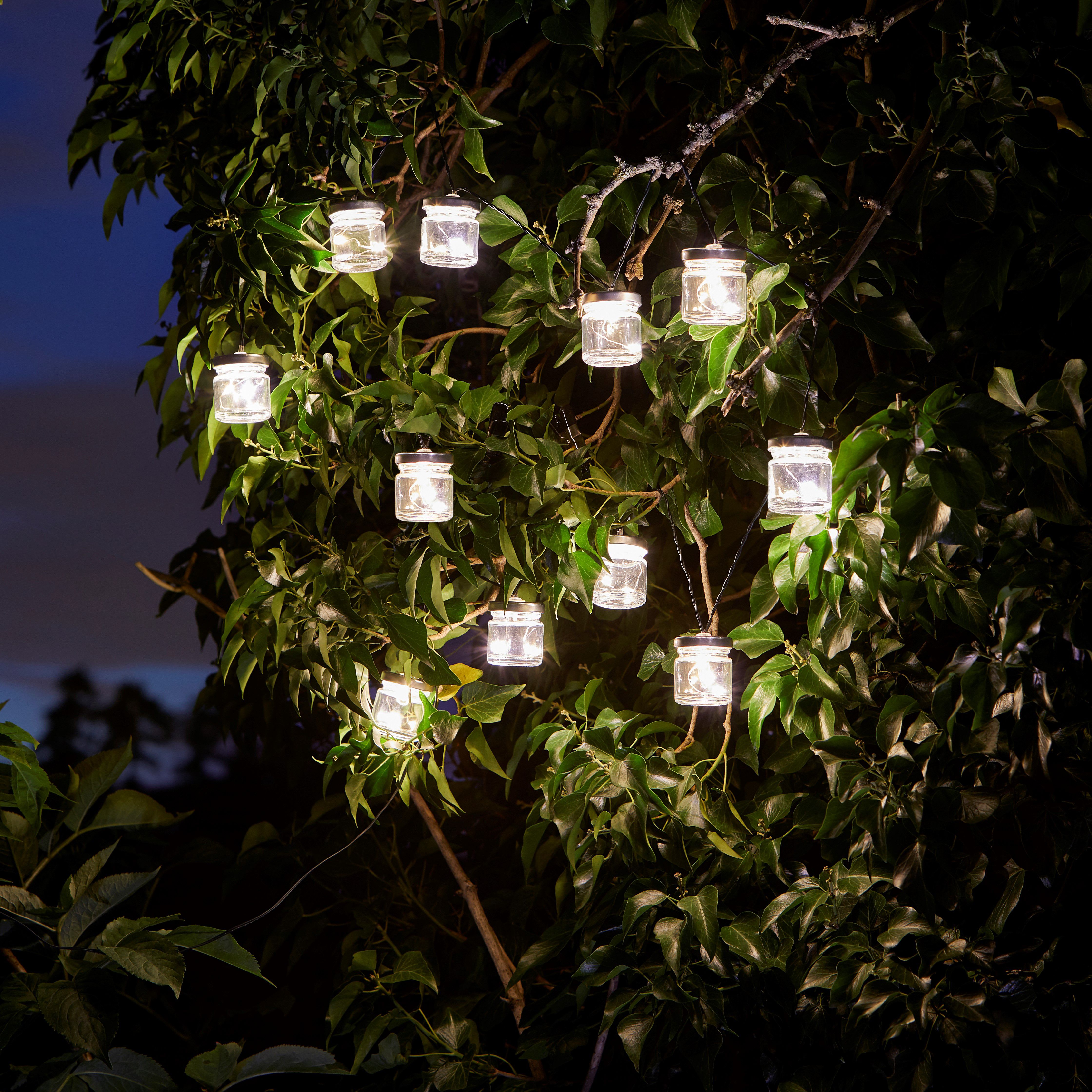 Solar Firefly jar Solar-powered Warm white 10 LED Outdoor String lights ...