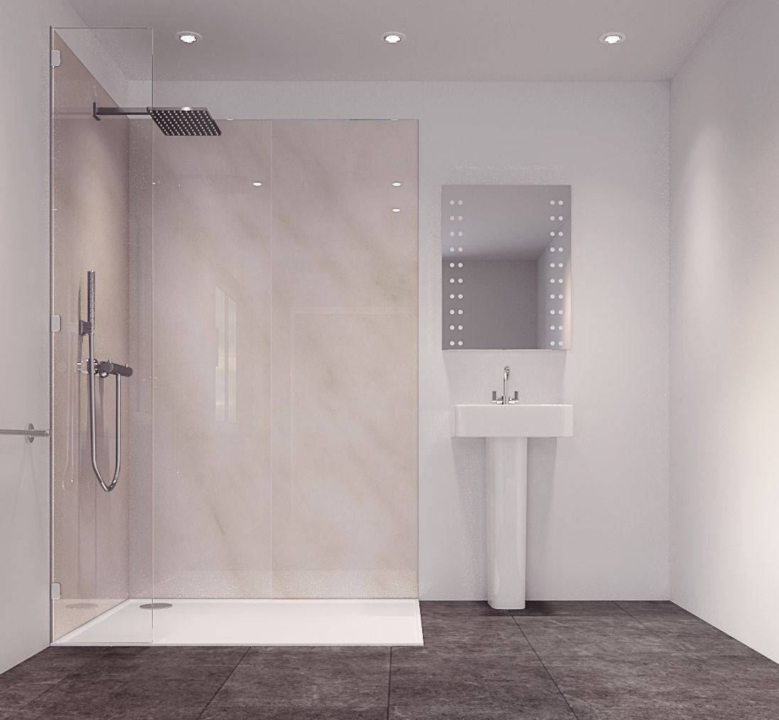 Splashwall Impressions Laminate Panel (H)2420mm (W)585mm - Gloss Cararra marble effect