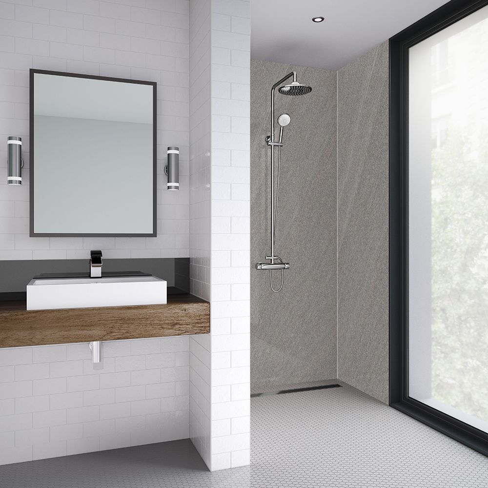 Splashwall Impressions MDF Panel (H)2420mm (W)1200mm - Matt Volcanic dust