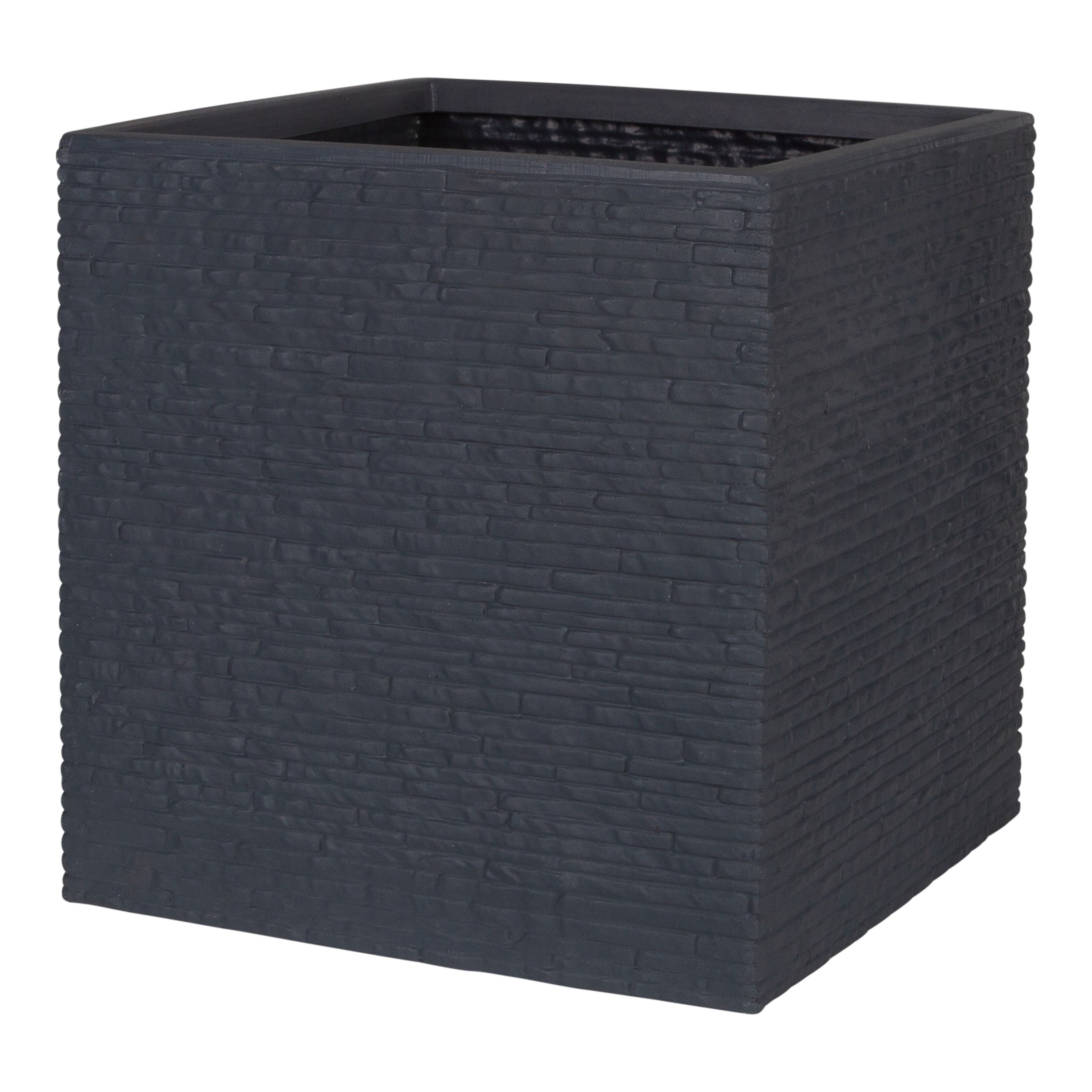 Strata Ash Plastic Square Planter (H)30cm (W)32cm