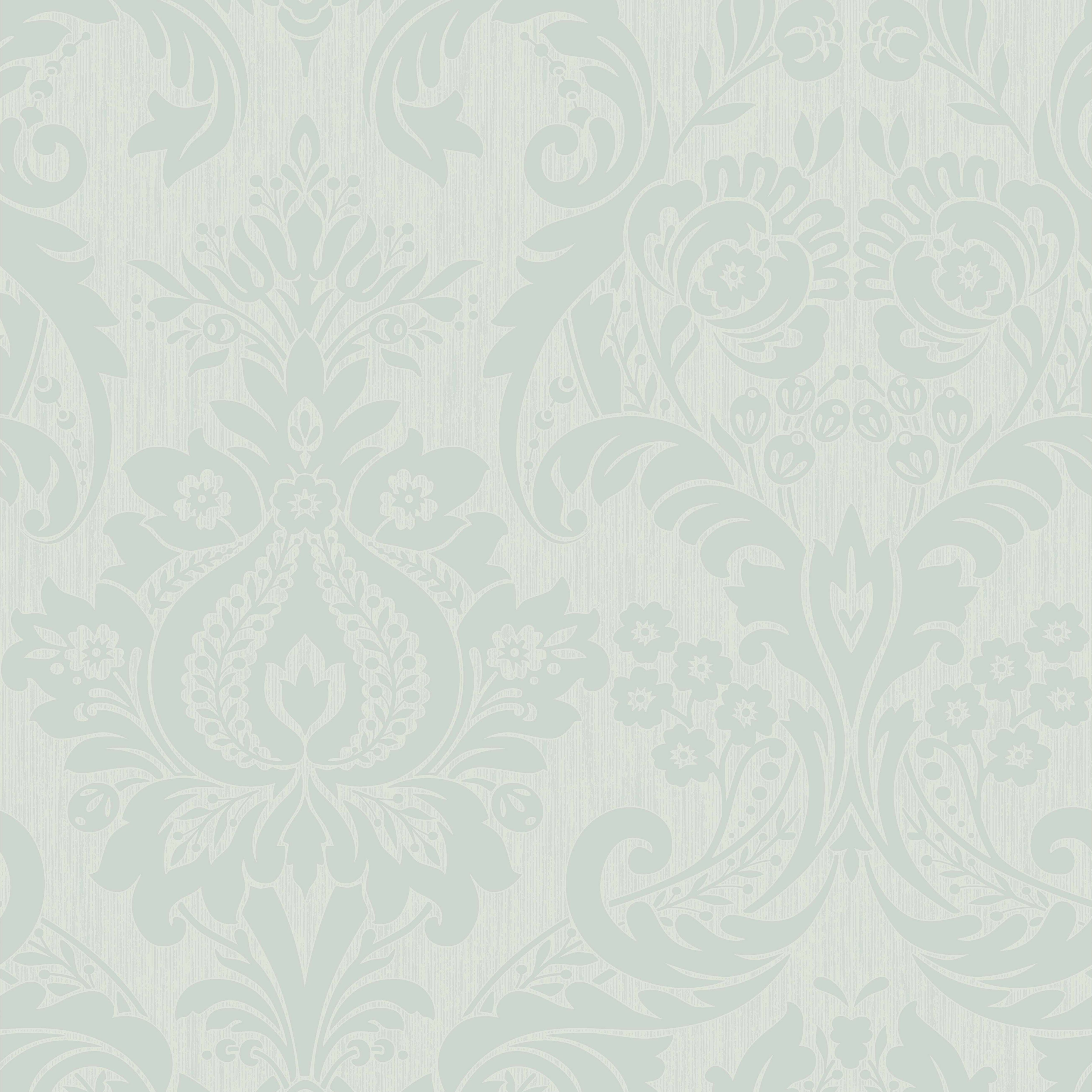 Superfresco Colours Hermes Duck egg Damask Textured Wallpaper | Tradepoint