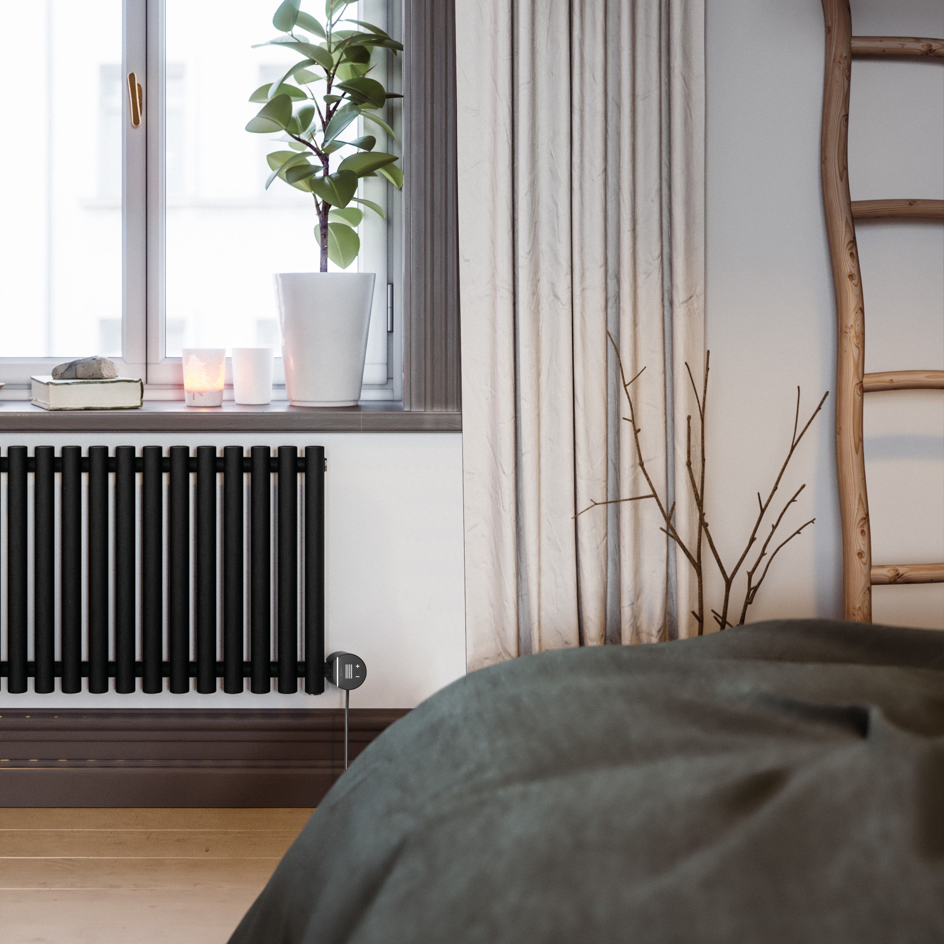 Terma 230V 1kW Heban Black Smart Horizontal Oil-filled radiator (H ...