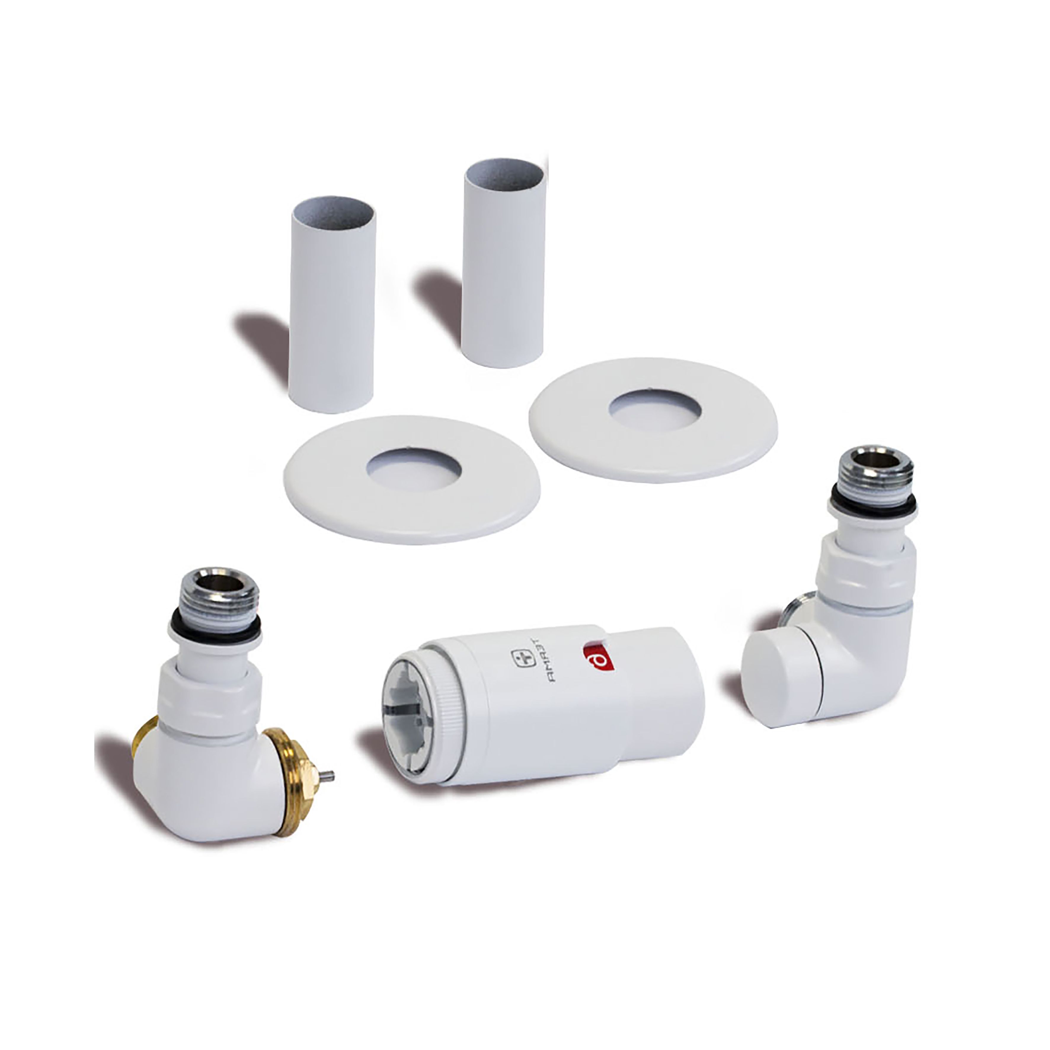 Terma Vision Soft white Left sided Corner Radiator valve & lockshield ...