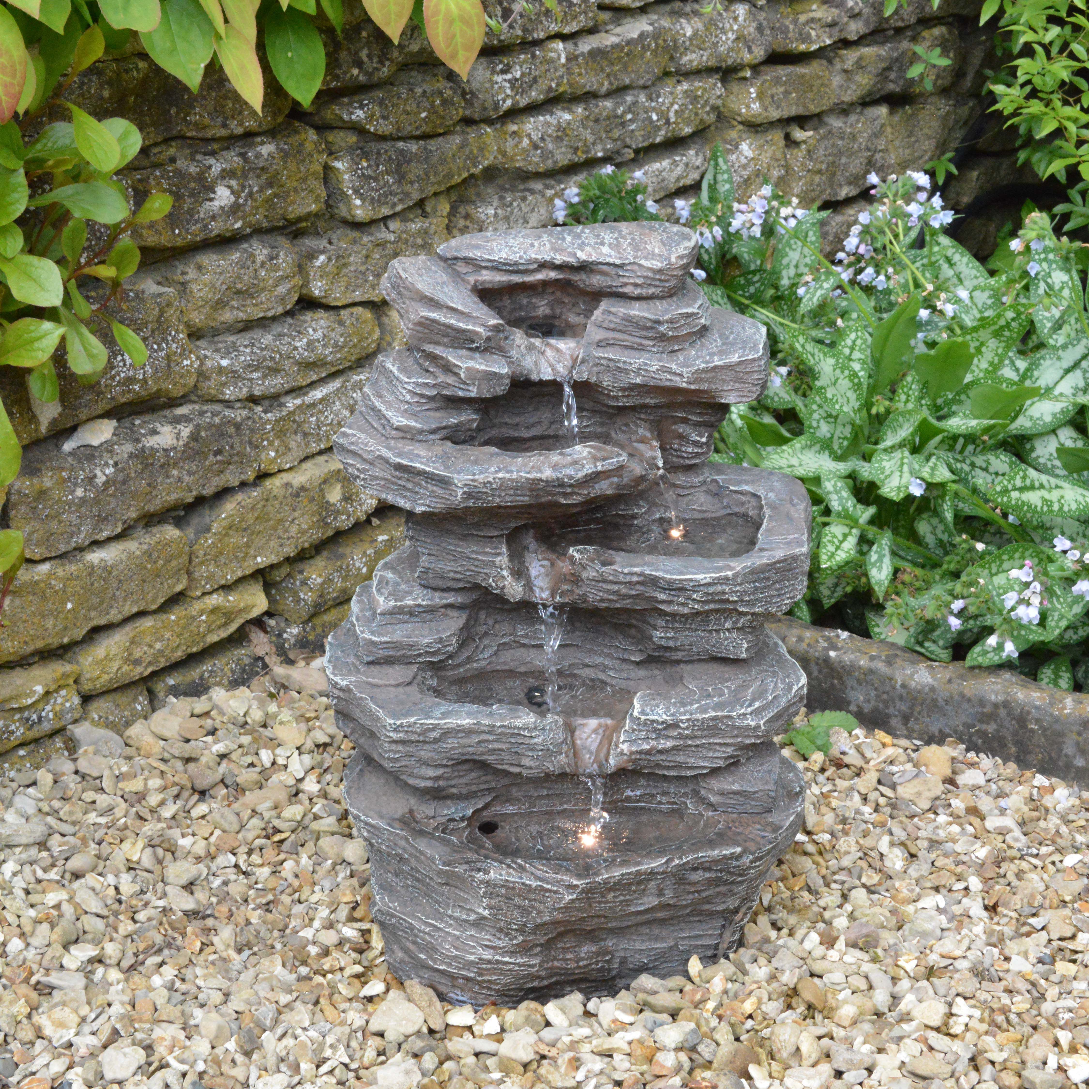 Terrastyle Mains-powered Rock Water feature with LED lights (H)2.6cm ...