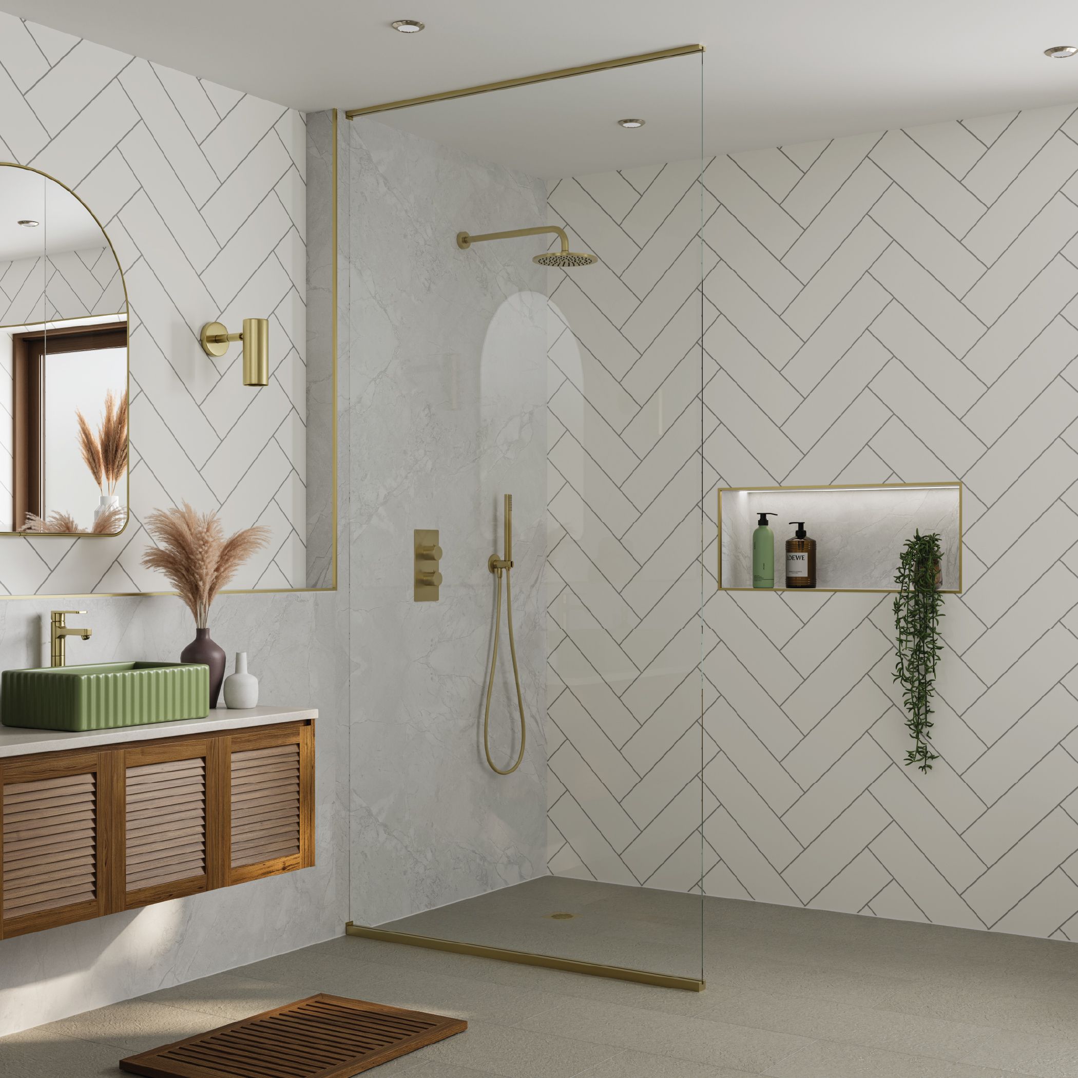 Triton MDF Tongue & groove Bathroom & wet room Decorative panel (H ...