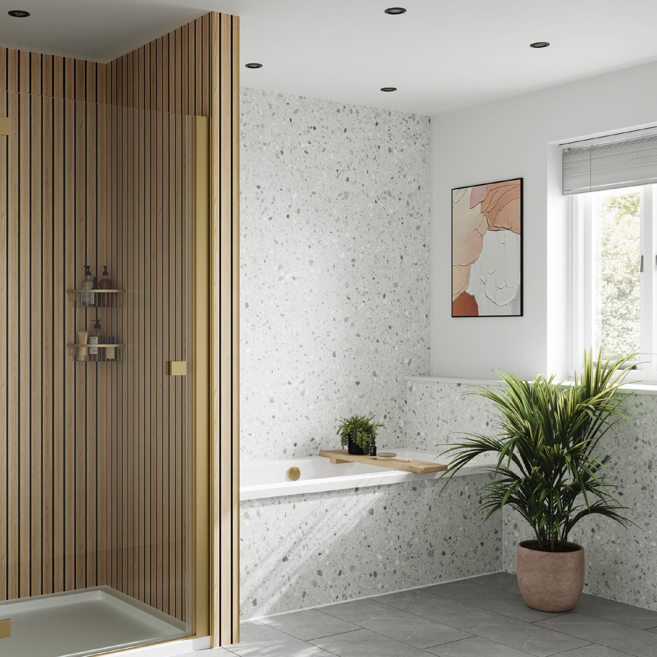 Triton MDF Tongue & groove Bathroom & wet room Decorative panel (H ...
