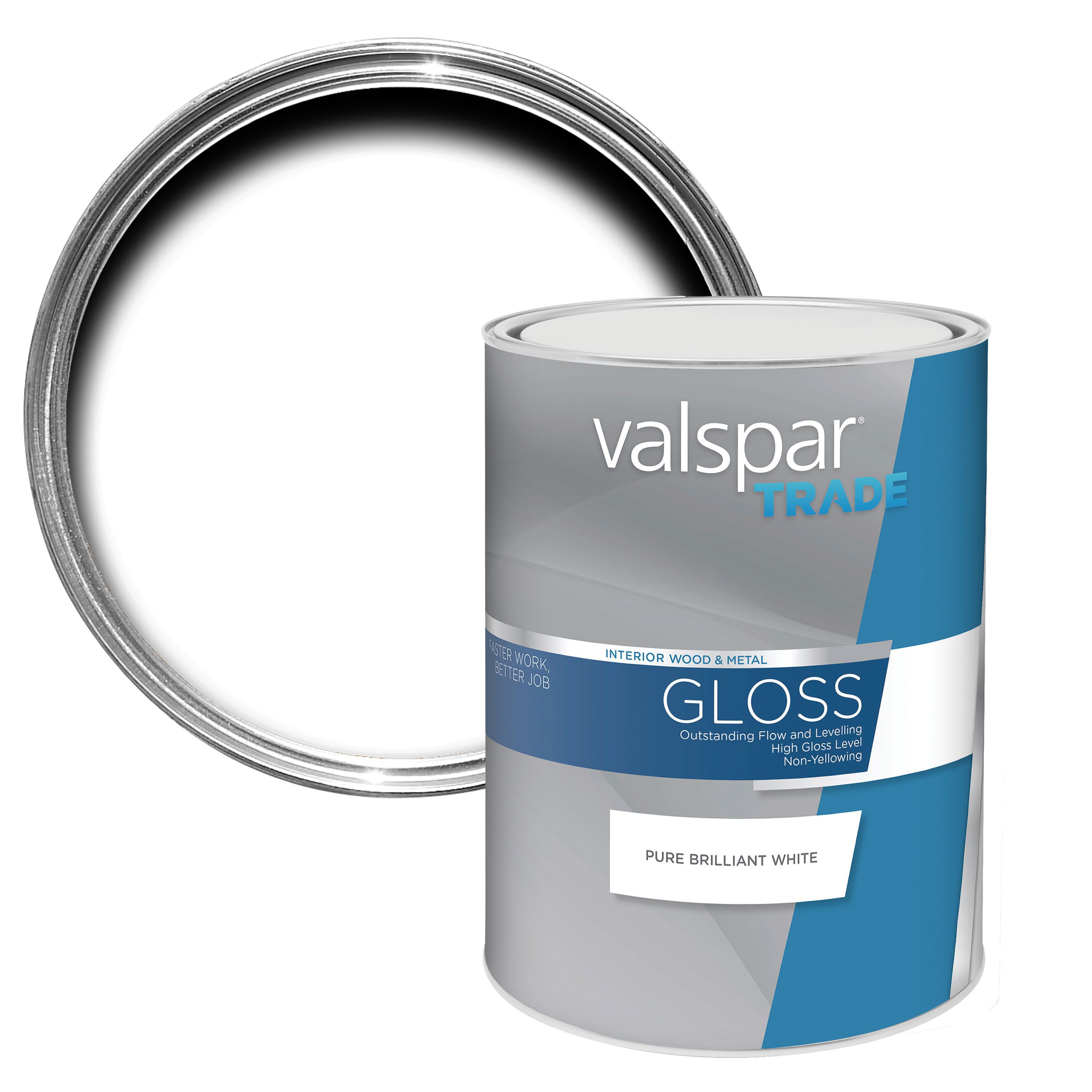 Valspar Trade Pure brilliant white Gloss Metal & wood paint, 5L ...