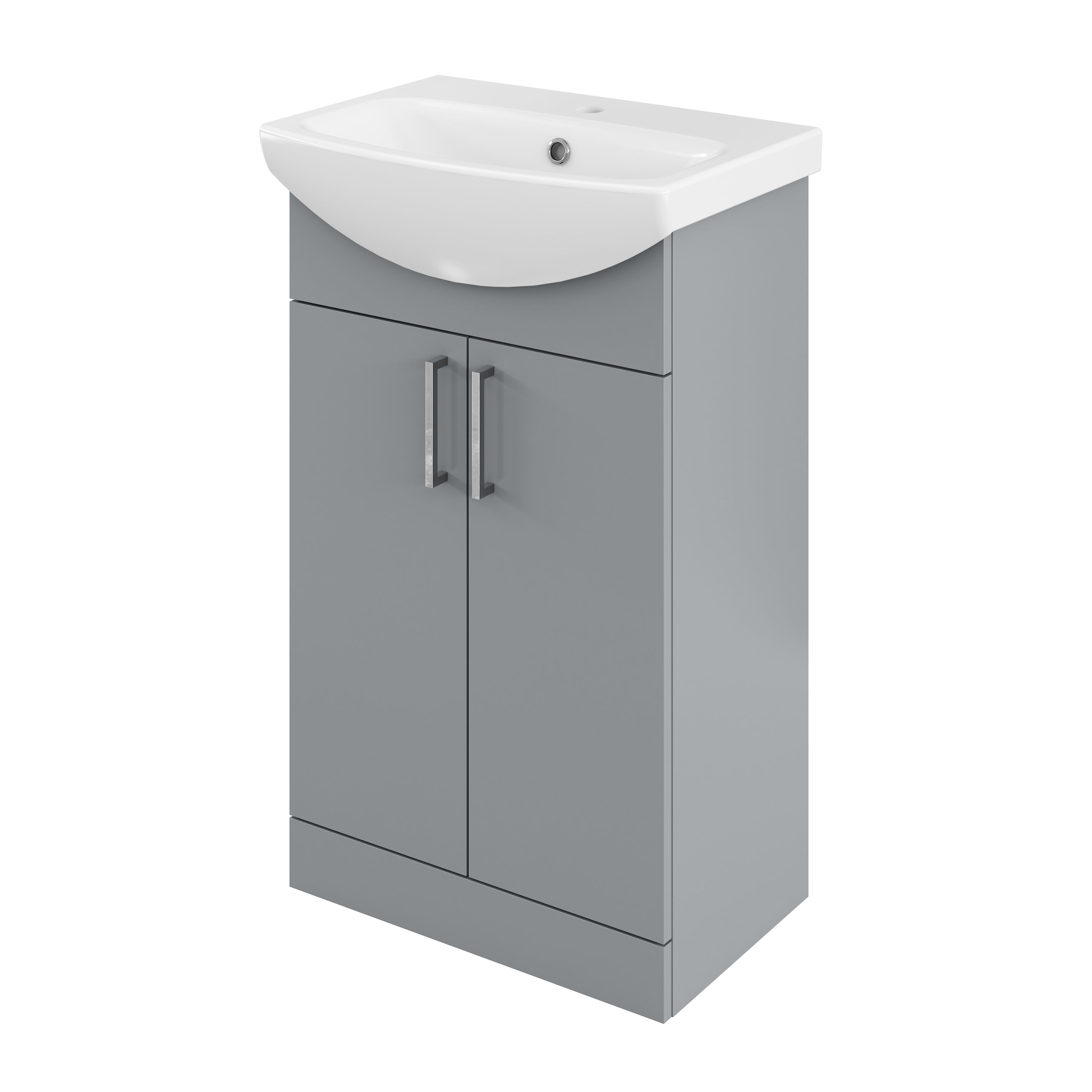 Veleka Gloss Grey Freestanding Vanity unit & basin set (W)550mm (H)874mm