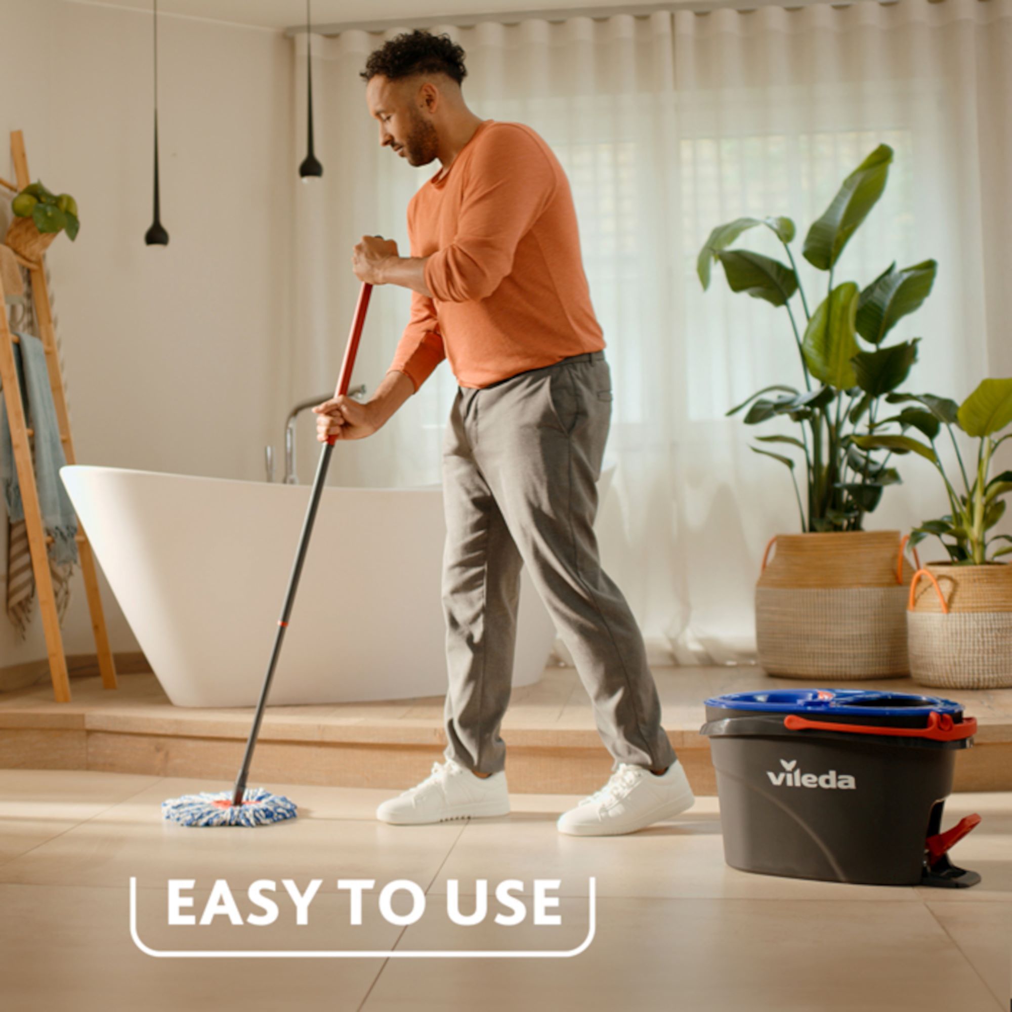 Vileda H2PrO System Grey & Red Microfibre Hard floor Spin mop