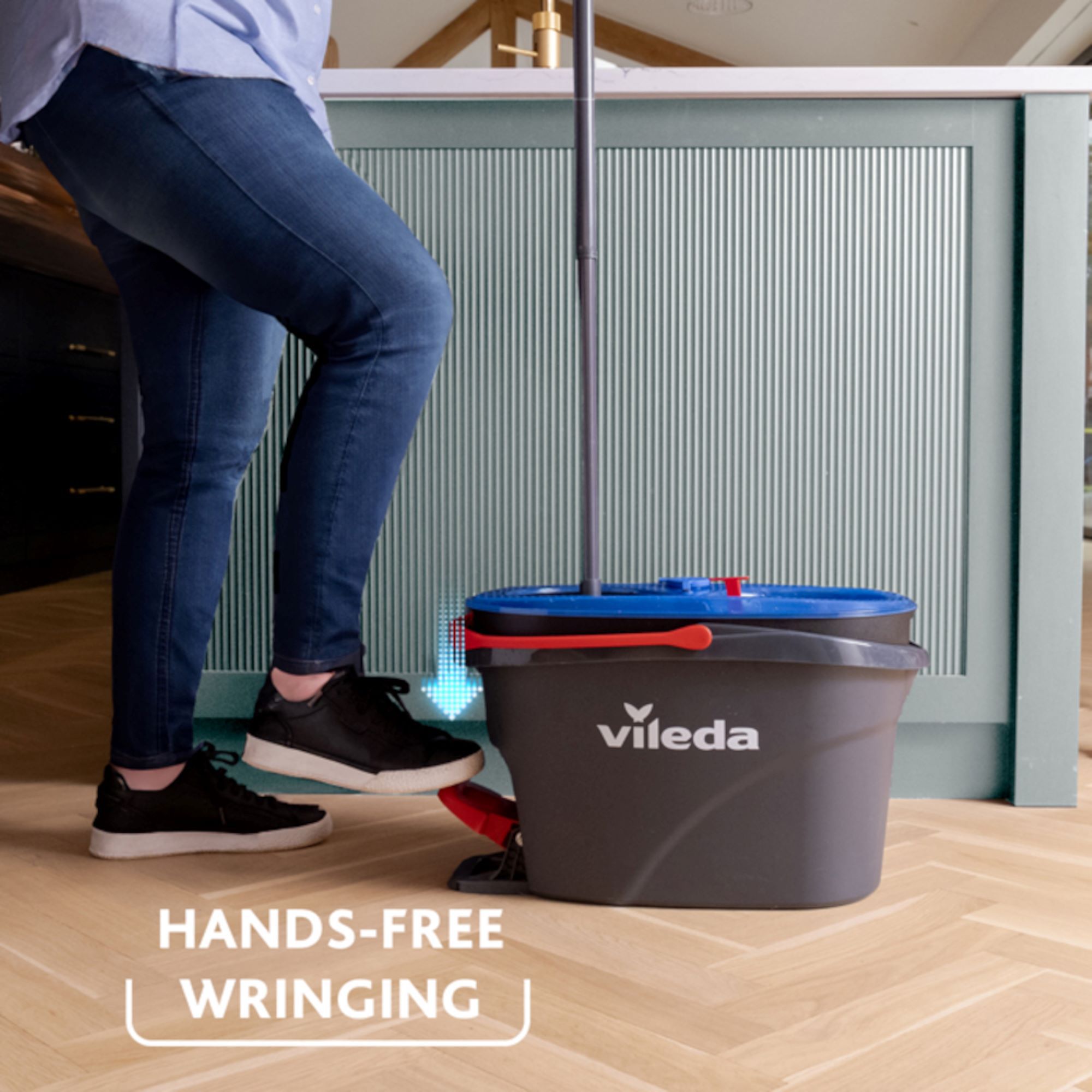 Vileda H2PrO System Grey & Red Microfibre Hard floor Spin mop