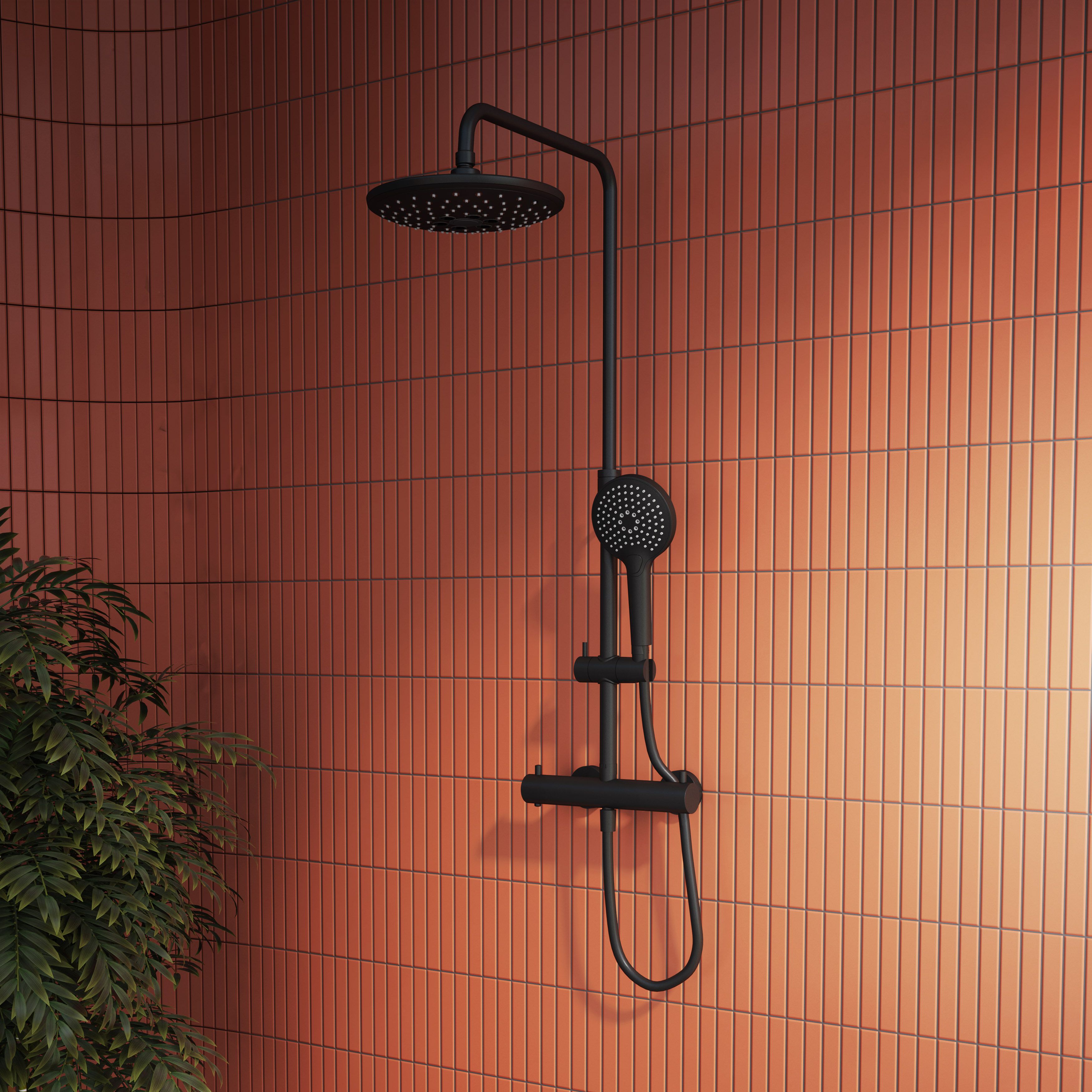 VitrA Aquaheat bliss Matt Black Thermostatic Mixer Shower with 2 Shower ...