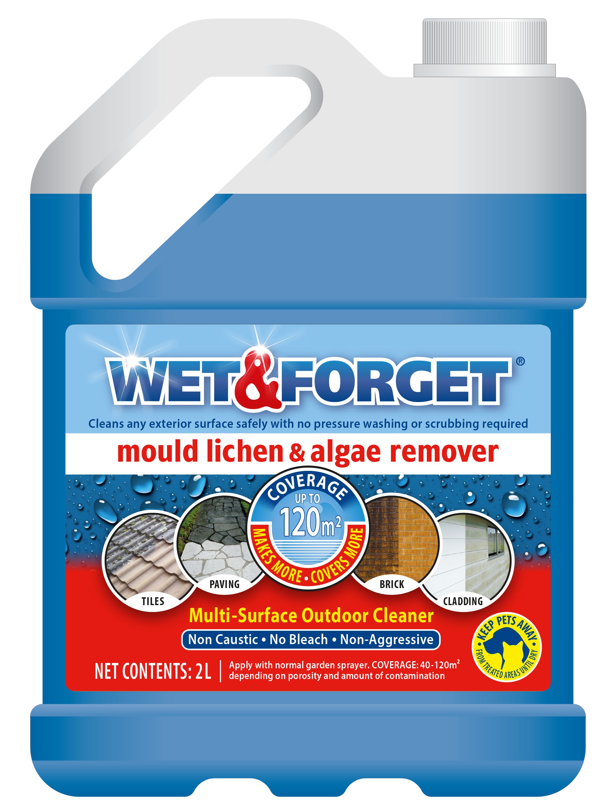 Wet & Forget Exterior Algae, lichen & mould remover, 2L Bottle