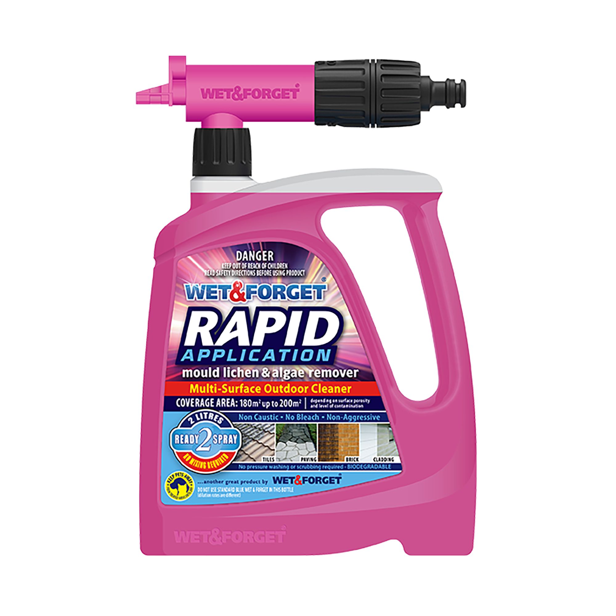 Wet & Forget Rapid Exterior Algae, lichen & mould remover, 2L Bottle