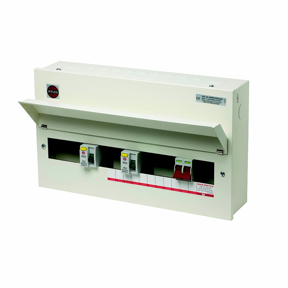 Wylex 15-way Main switch Consumer unit with 100A main switch