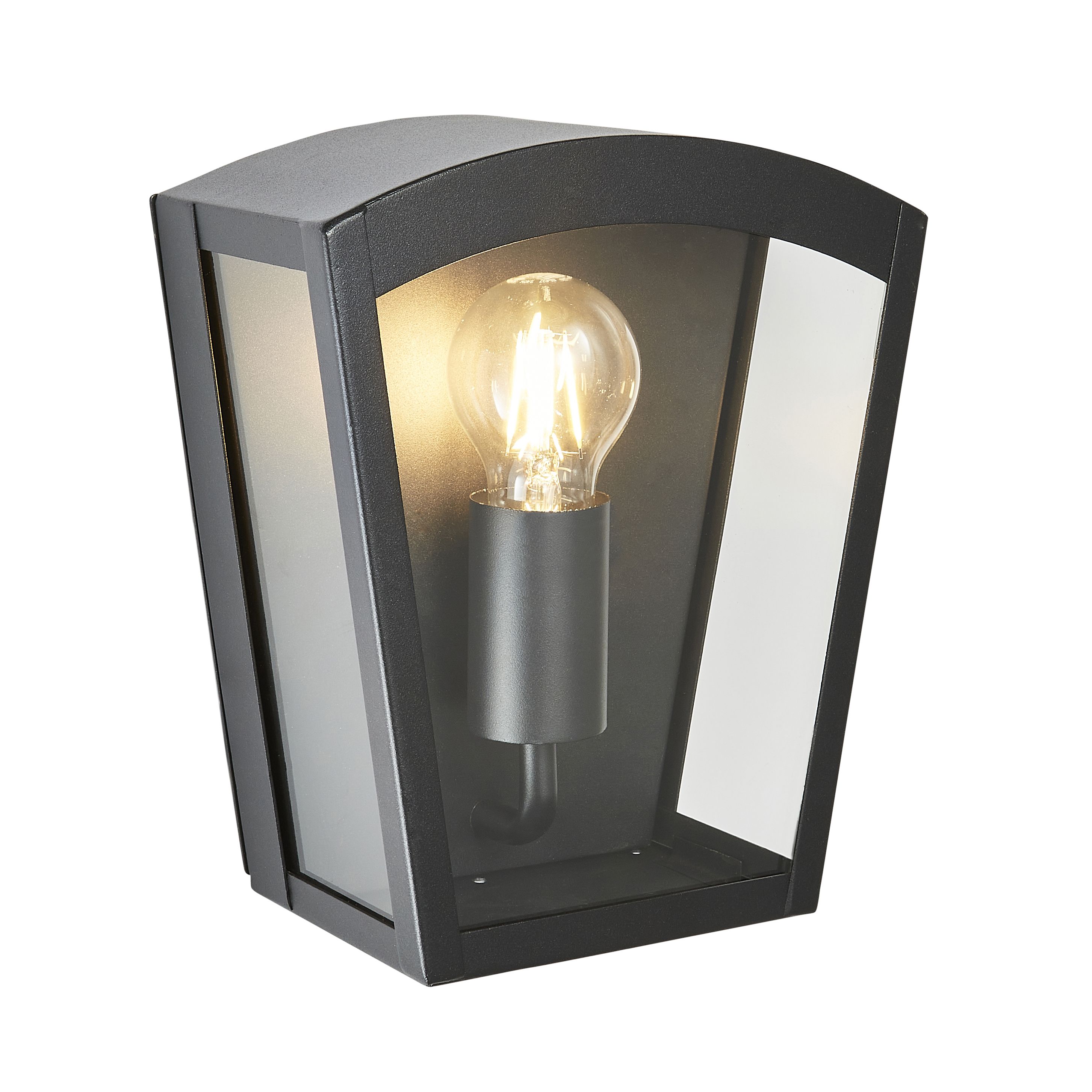 Zinc Viol Fixed Matt Black Mains-powered LED Outdoor Curved Wall ...